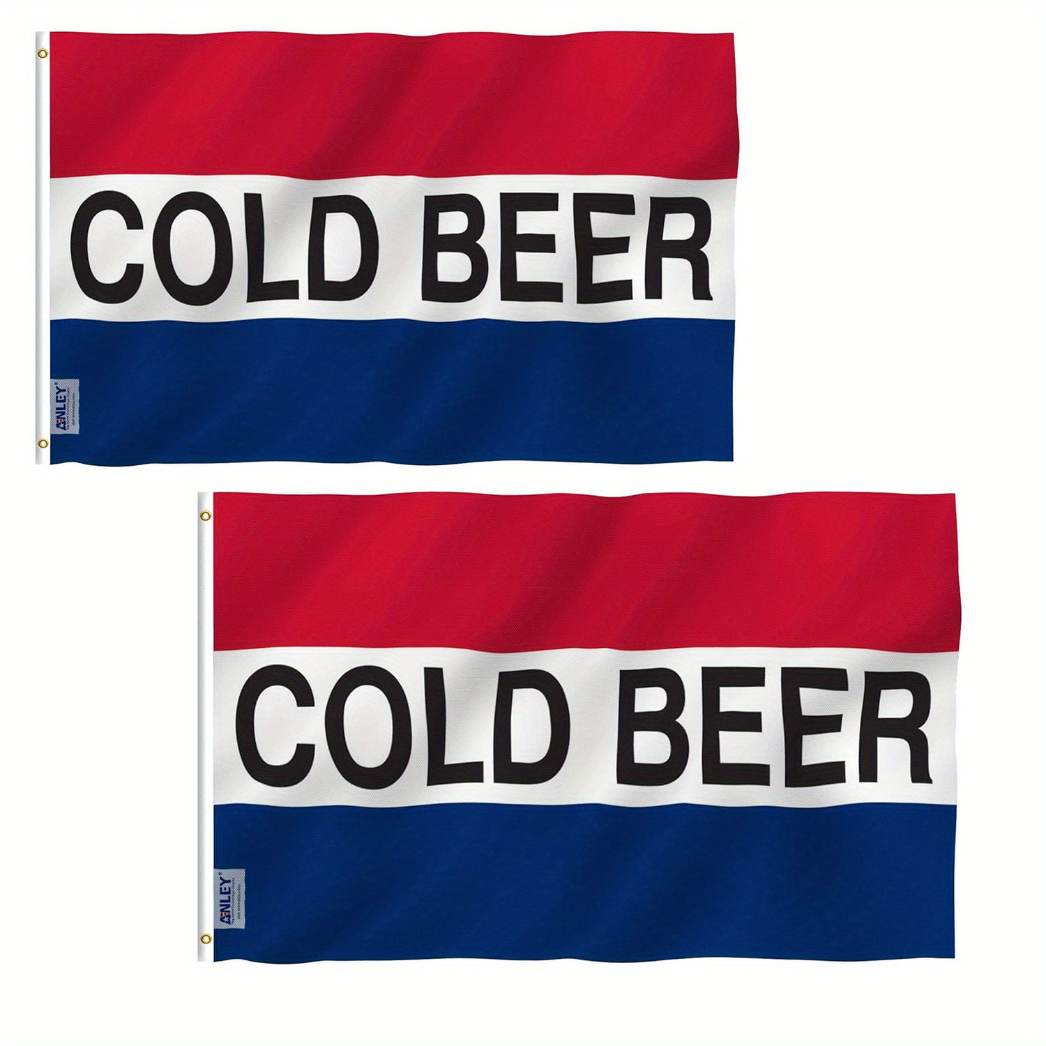 (2 pack) Anley Fly Breeze 3x5 Foot Cold Beer Flag - Advertising Beer ...
