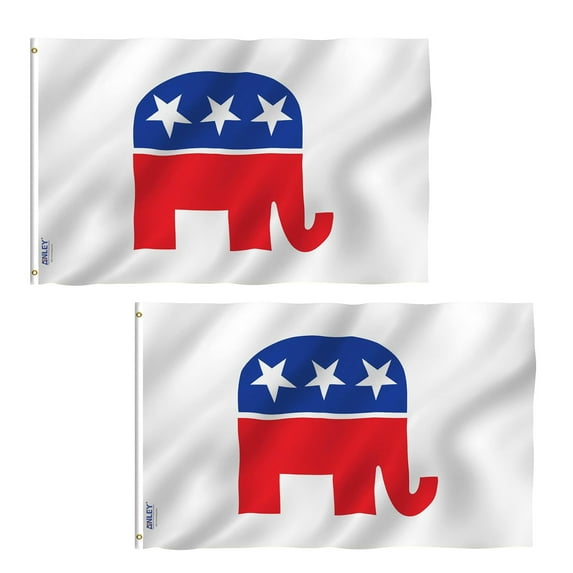 (2 pack) Anley Fly Breeze 3x5 Foot Republican Party Flag - Vivid Color ...