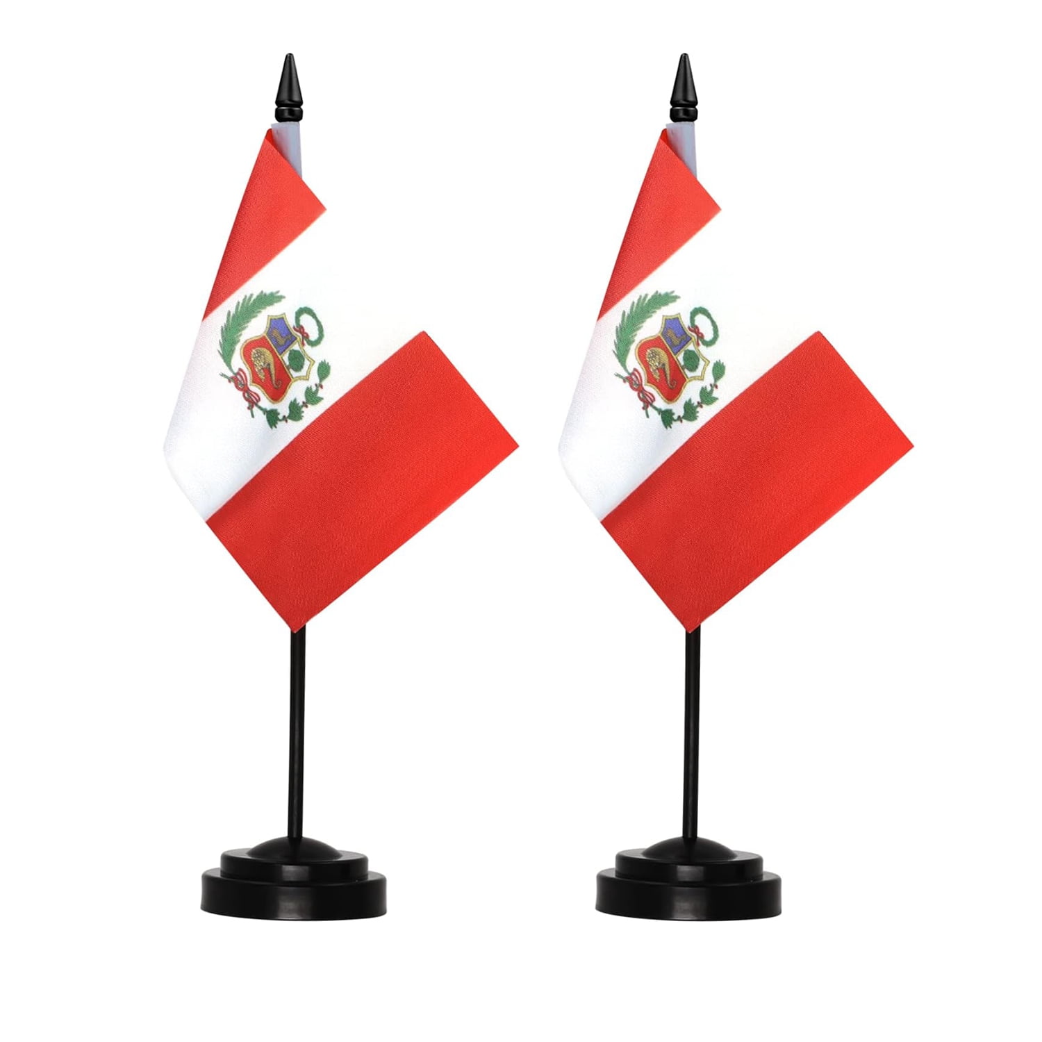 (2 pack) Anley Peru Deluxe Desk Flag Set - 6 x 4 Inch Miniature ...