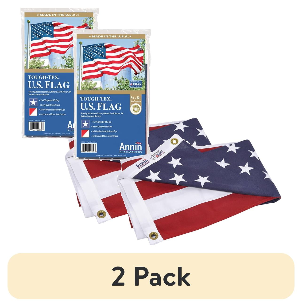 (2 pack) Annin Flagmakers American Flag 5x8 ft. Tough Tex - Walmart.com
