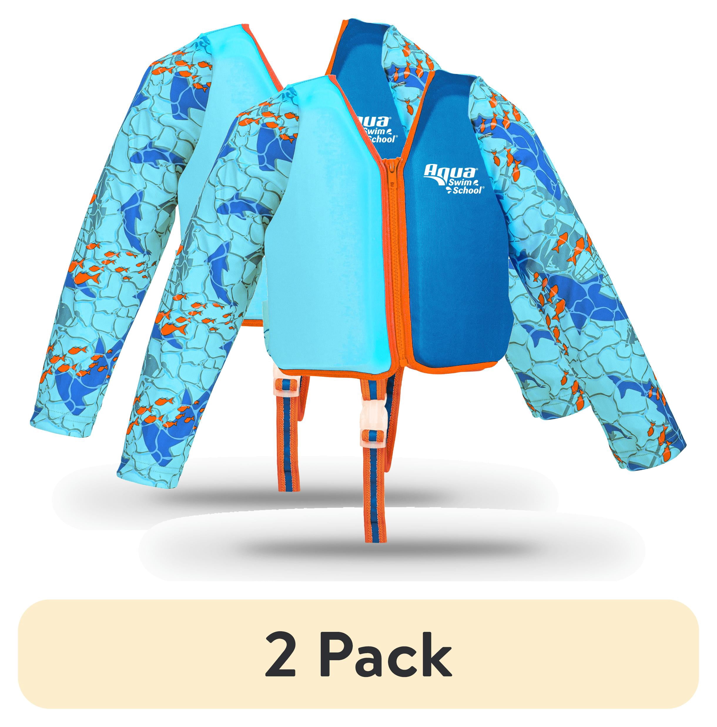 (2 pack) Aqua SwimSchool Grow-with-Me Swim Vest, Ages 3-6, Blue Shark ...
