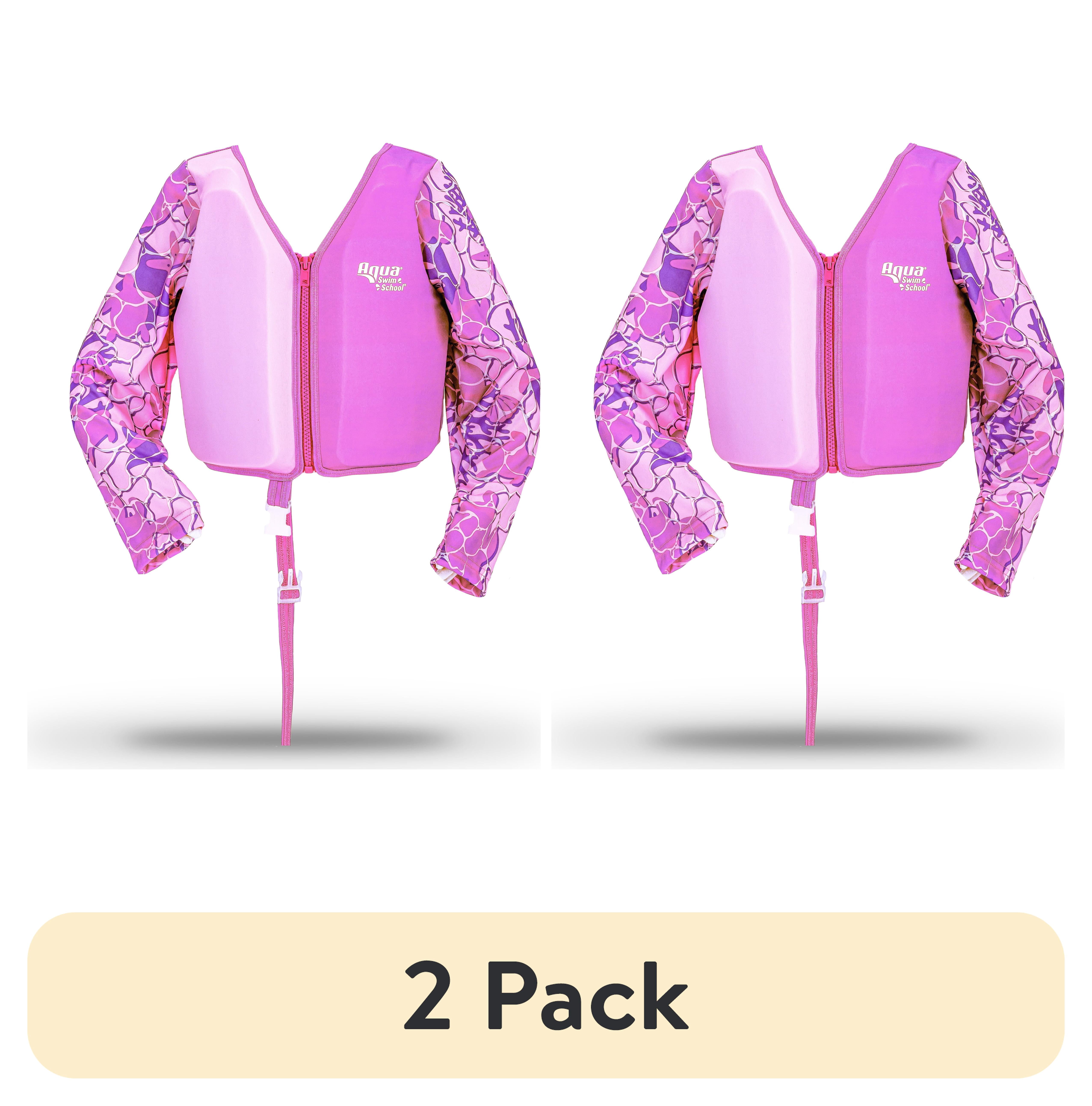 (2 pack) Aqua SwimSchool Grow-with-Me Swim Vest, Ages 3-6, Pink Turtle ...