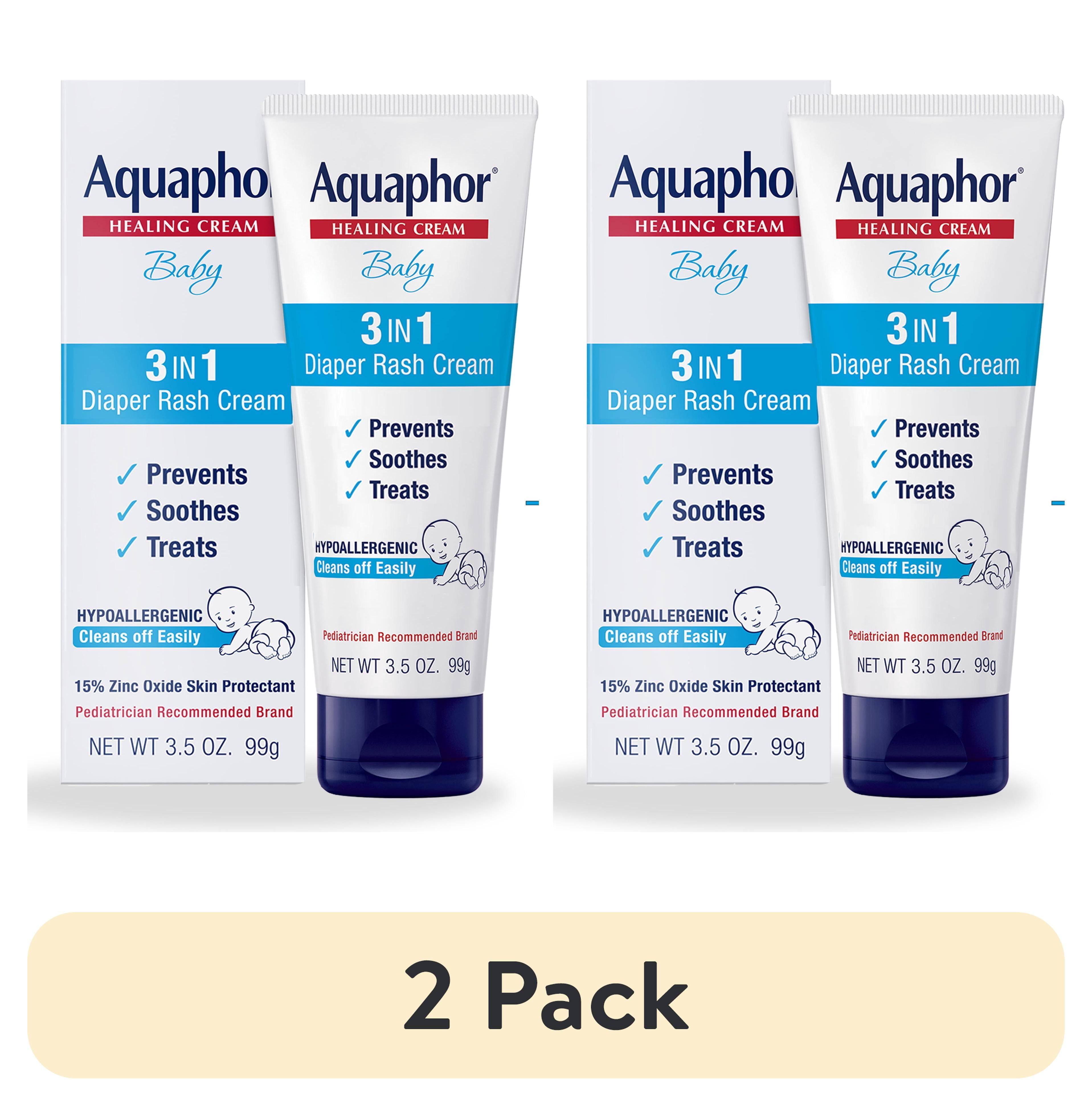 (2 pack) Aquaphor Baby Diaper Rash Cream, 3-in-1 Diaper Rash Relief, 3. ...
