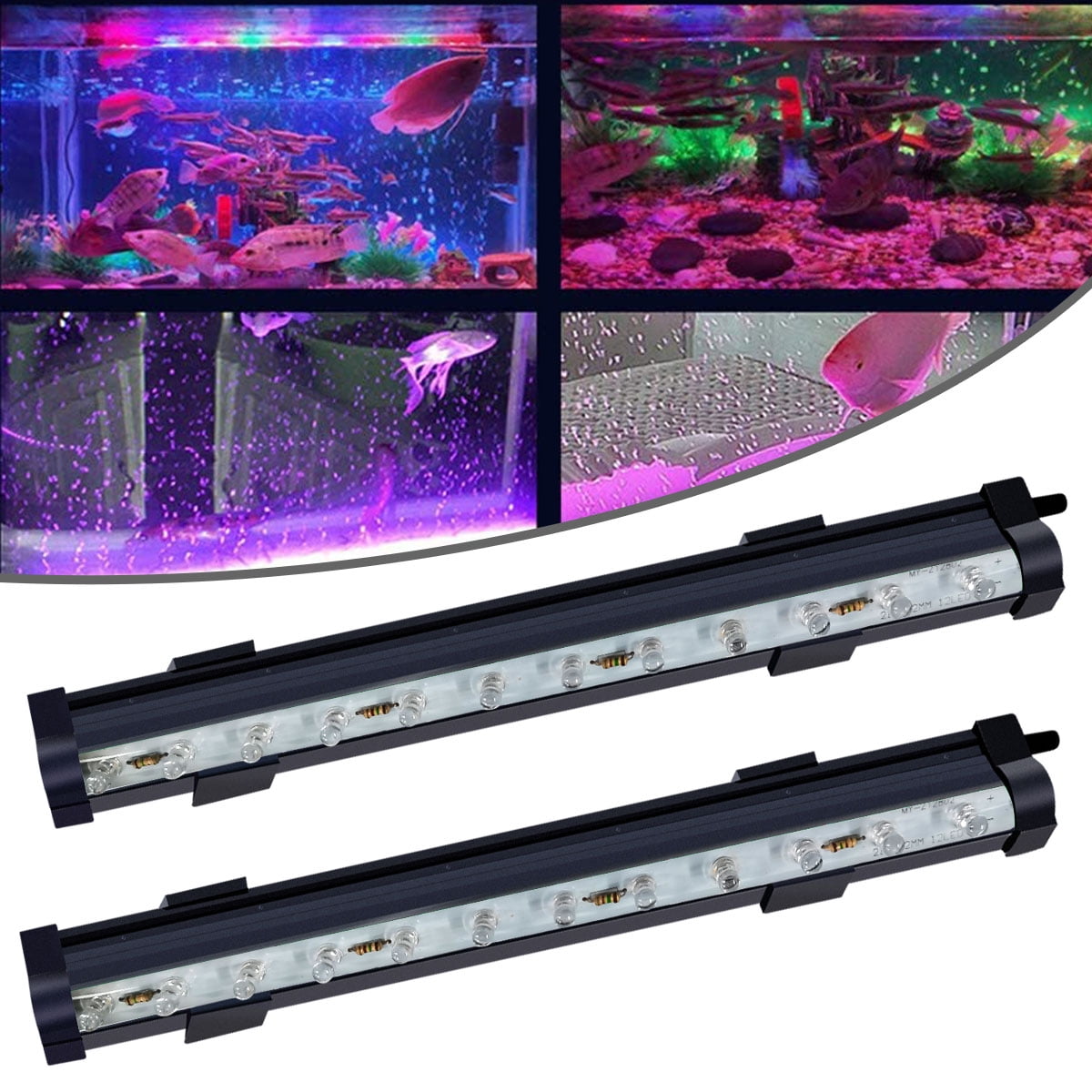 (2 pack) TiokMc LED Aquarium Light, 9.8" RGB Color Changing Submersible ...