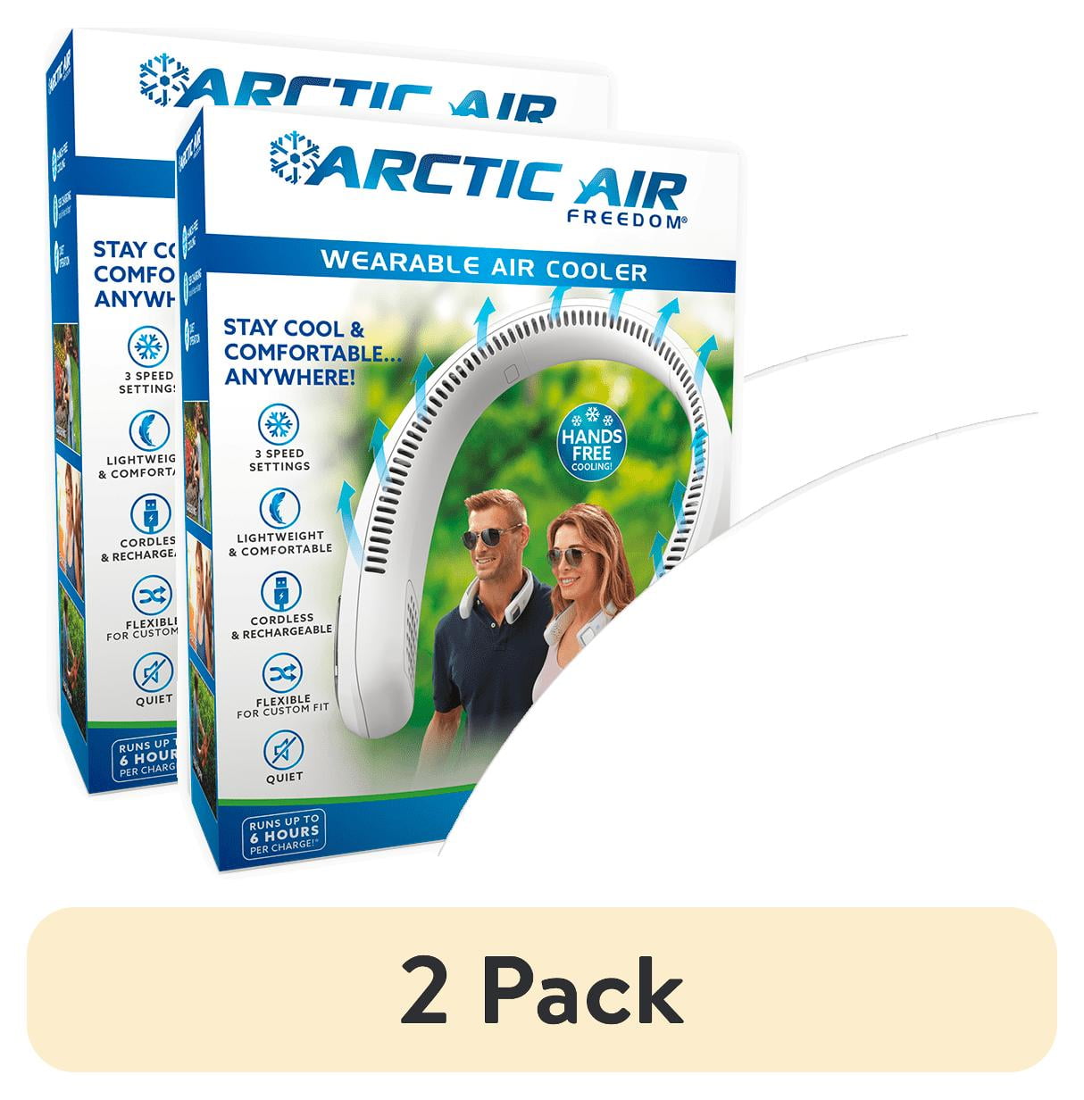 (2 pack) Arctic Air Freedom Neck Cooler, Portable Neck Fan with 3 Fan ...