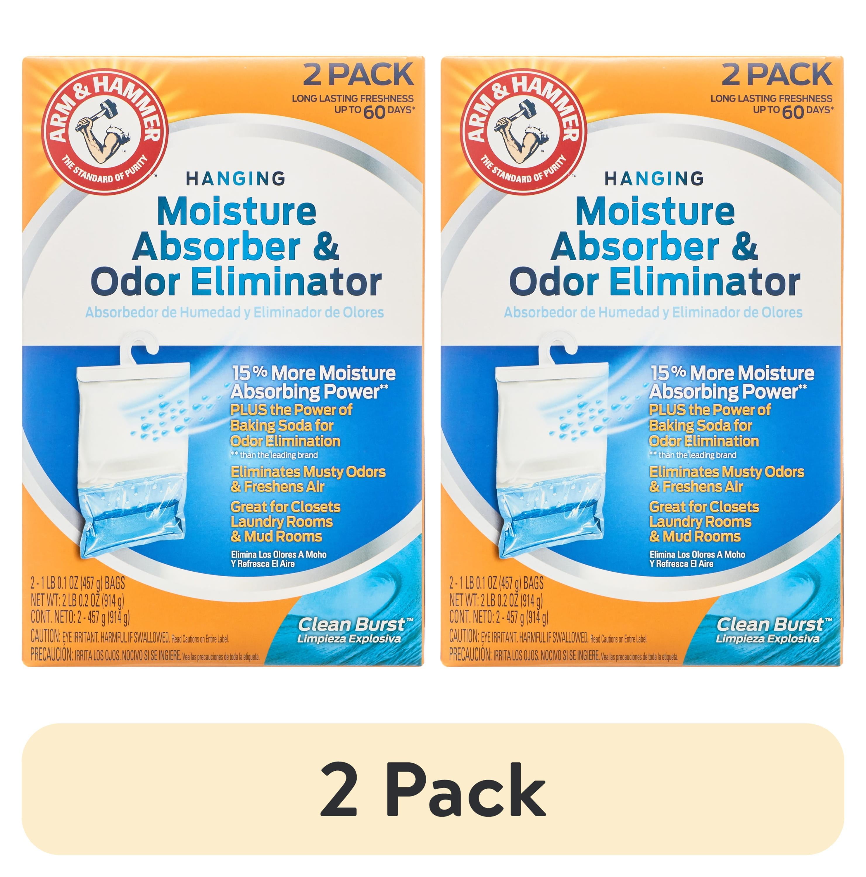 (2 pack) Arm & Hammer Moisture Absorber Hanging Bag - 16 oz, 2-pack ...