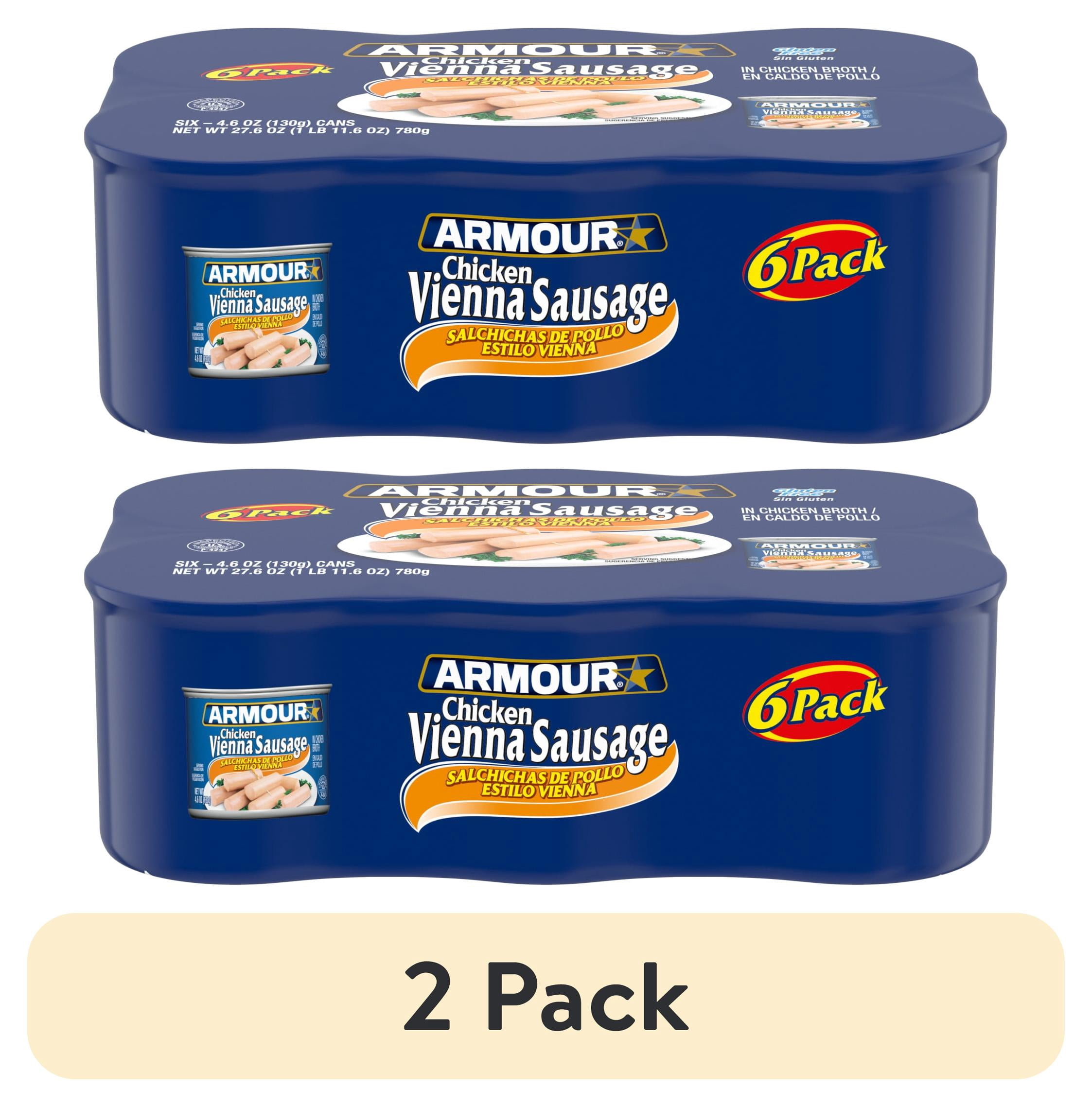 (2 pack) Armour Chicken Vienna Sausage, 7g Protein Per Serving, 4.6 oz ...