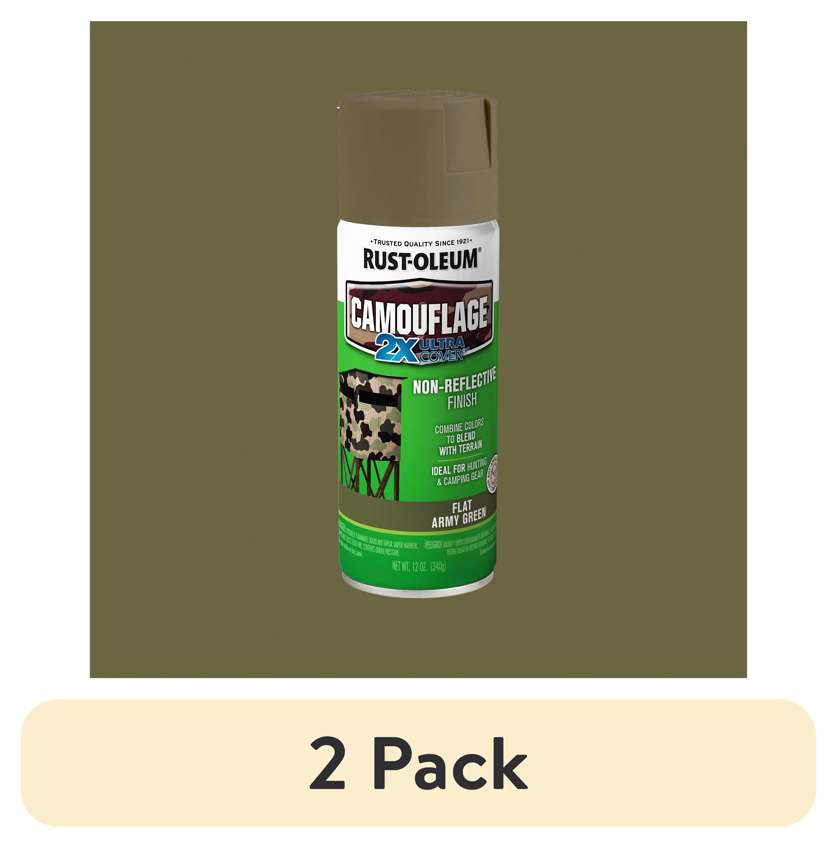 (2 pack) Army Green, Rust-Oleum Camouflage 2X Ultra Cover Flat Spray ...