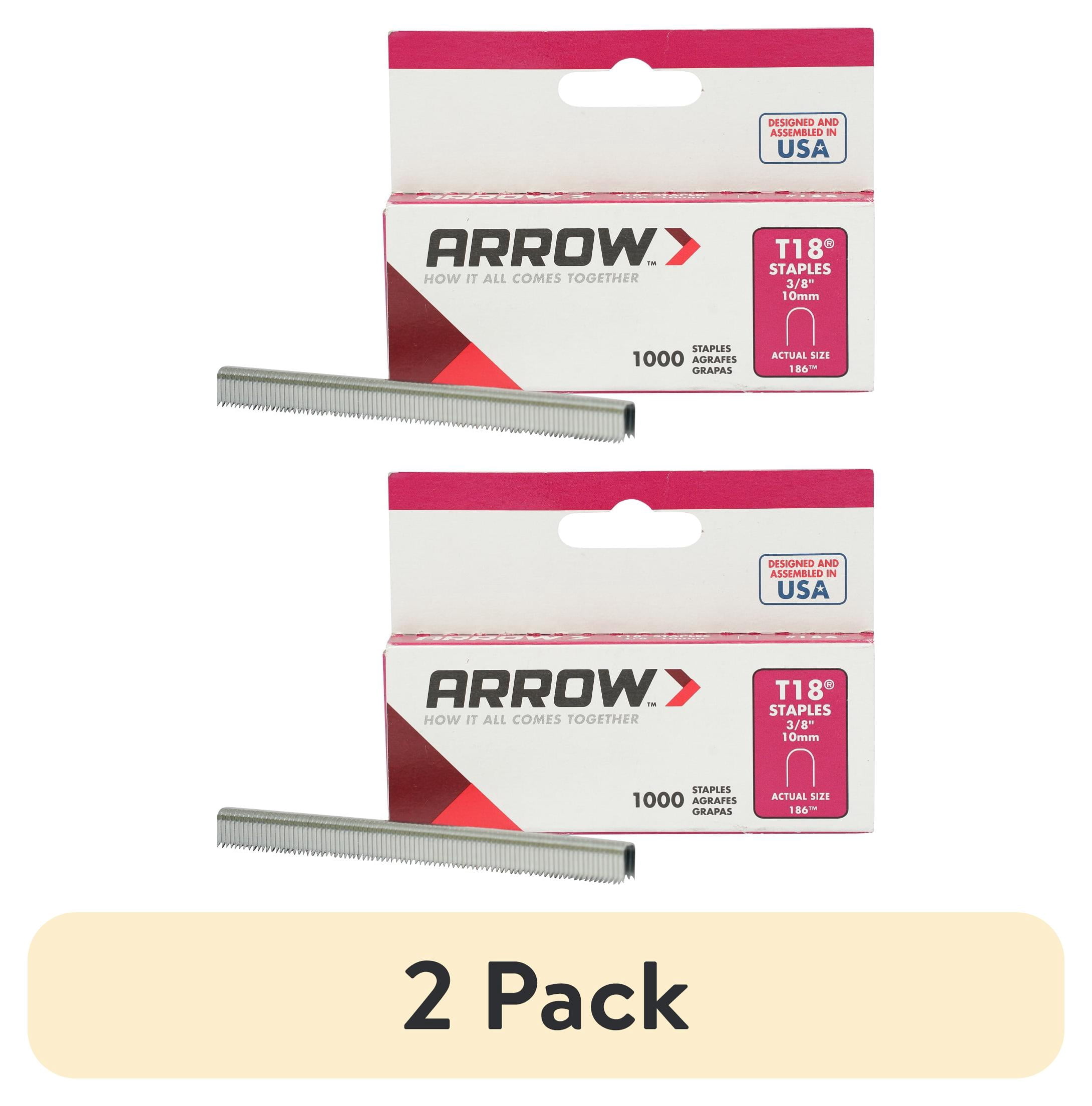 (2 pack) Arrow T18 3/8" Round-Crown Staples, 1000 Pack, Made in The USA ...