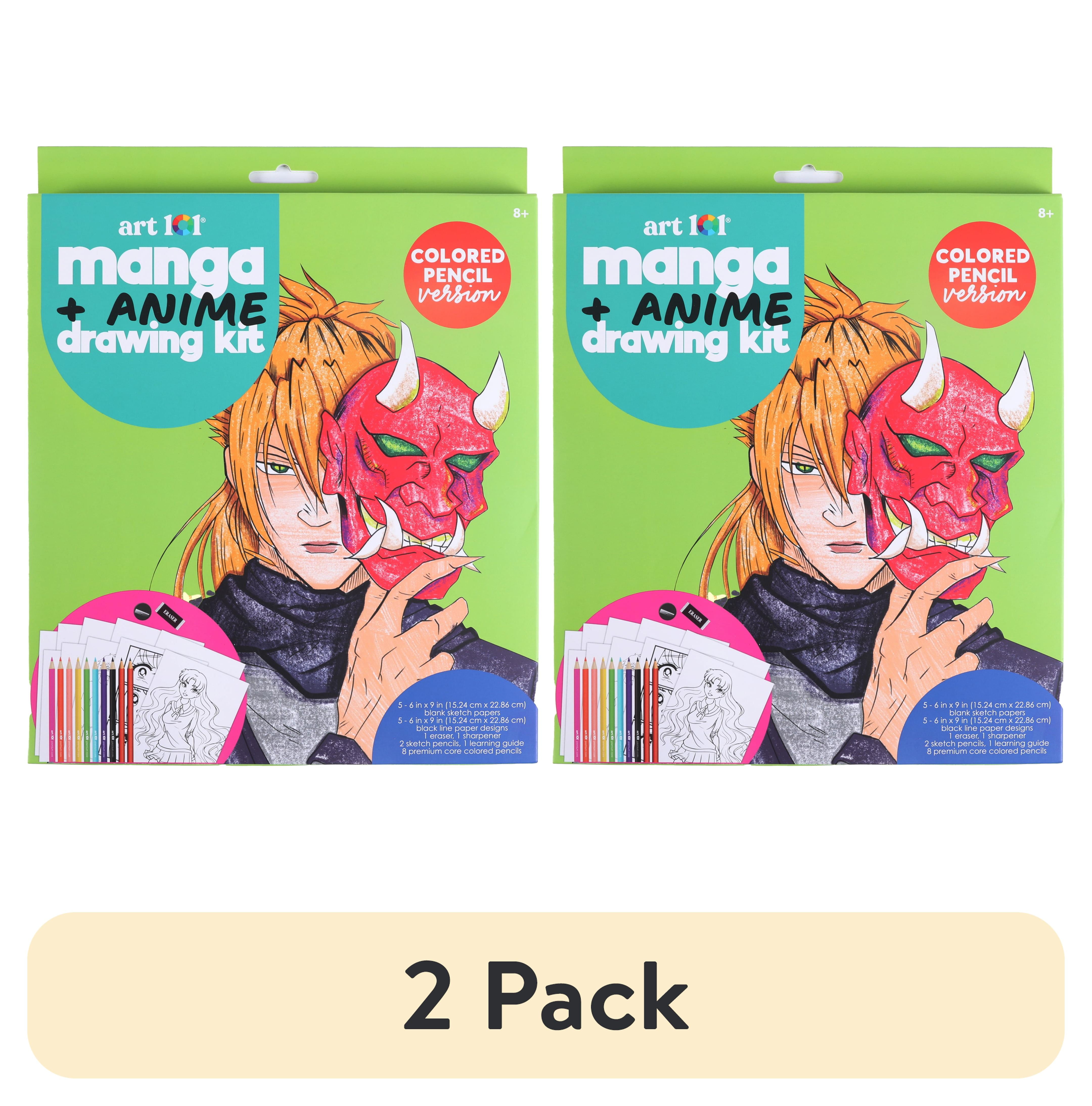 (2 pack) Art 101 Manga & Anime Drawing Set with Colored Pencils for ...