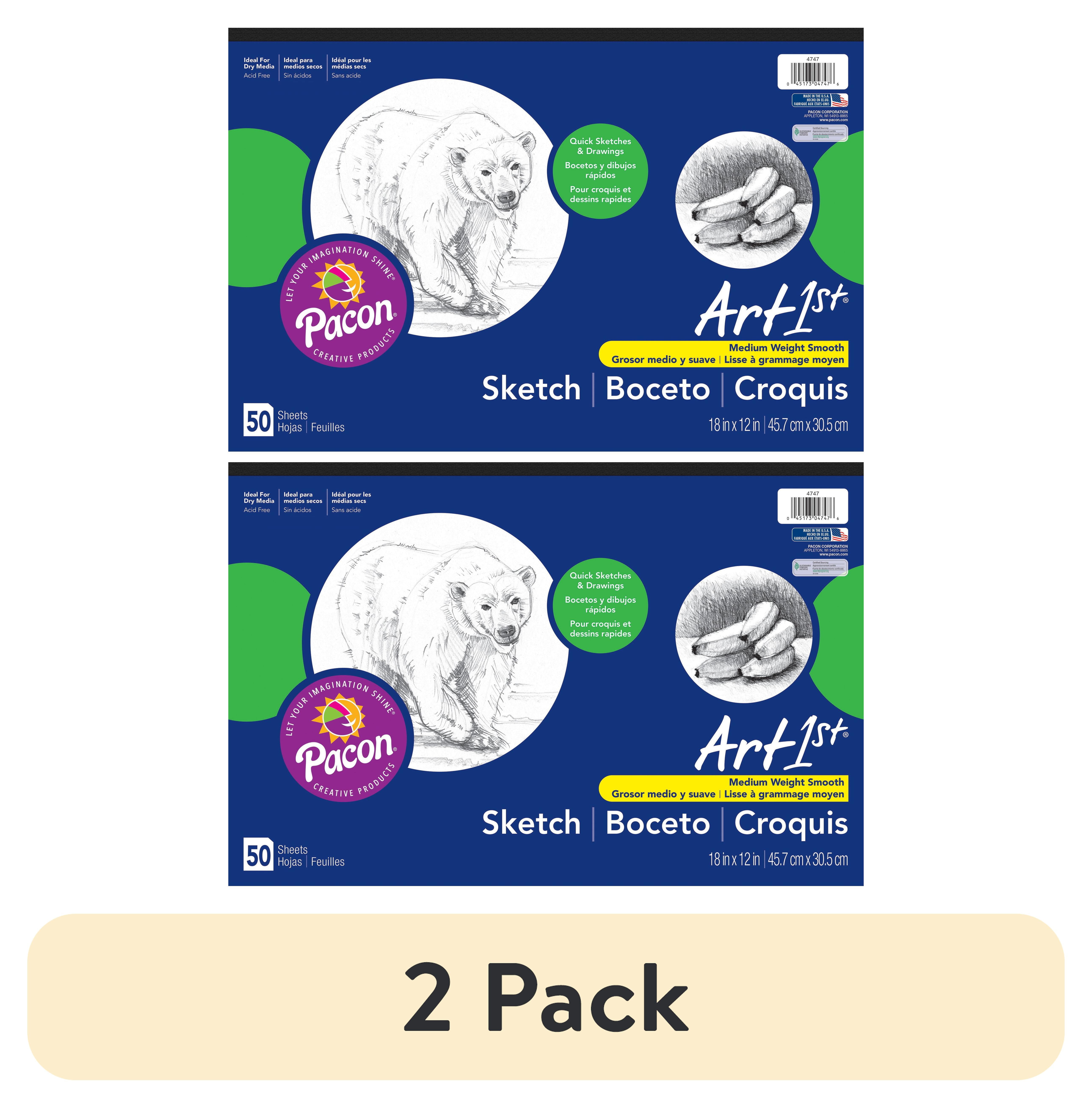 (2 pack) Art1st Sketch Pad, Lightweight Paper, 18" x 12", 50 Sheets ...
