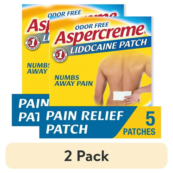(2 pack) Aspercreme Max Strength Topical Numbing Pain Reliever Patches, 4% Lidocaine, Odor Free ...