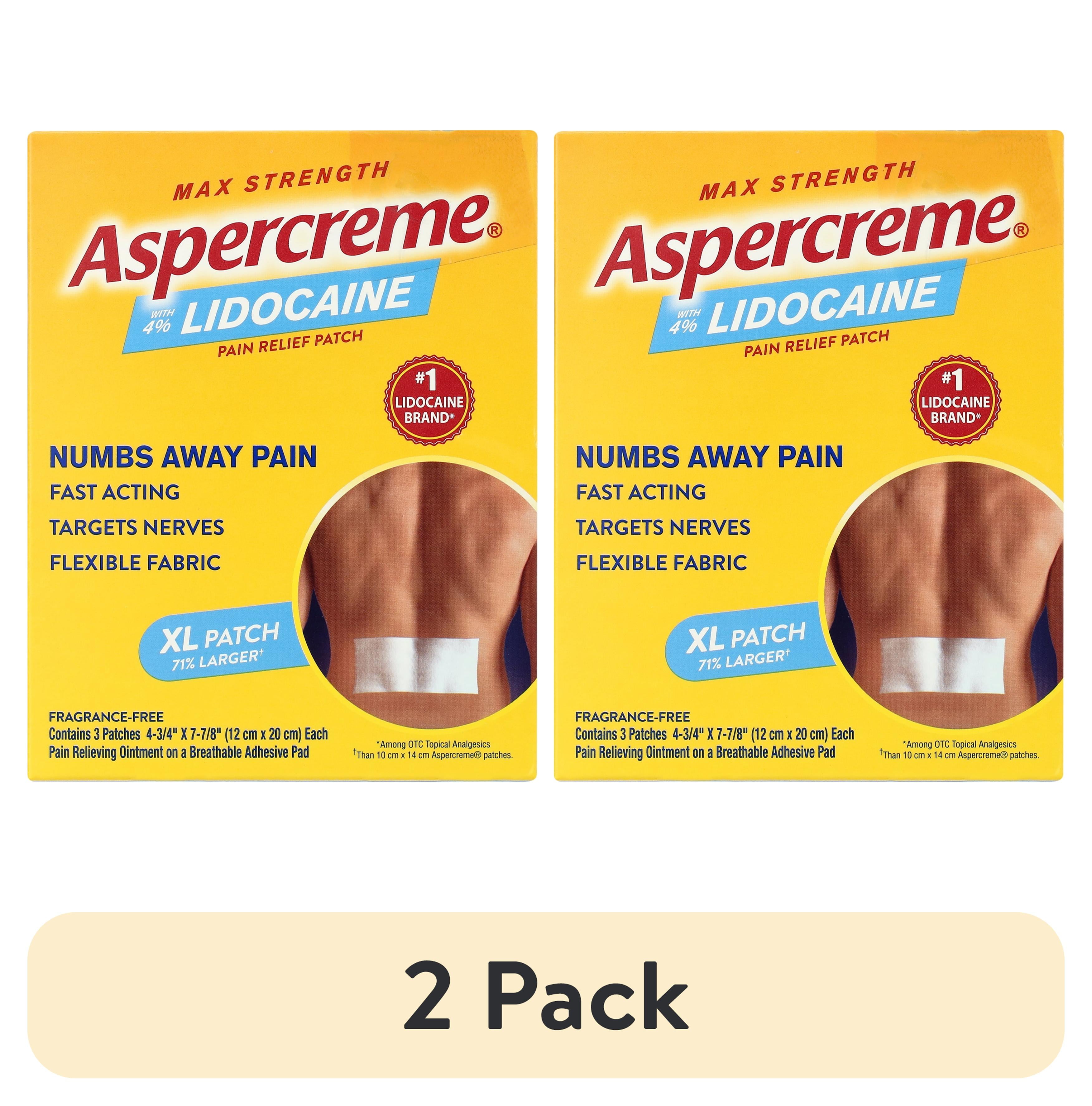 (2 pack) Aspercreme Max Strength Topical Numbing Pain Reliever Patches, 4% Lidocaine, Odor Free ...