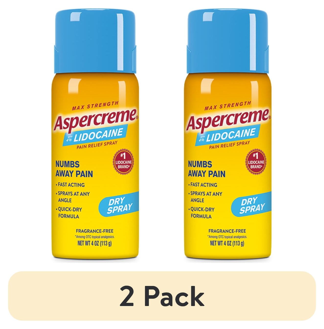 (2 pack) Aspercreme Max Strength Topical Numbing Pain Reliever Spray for Nerve Pain Relief, 4% ...