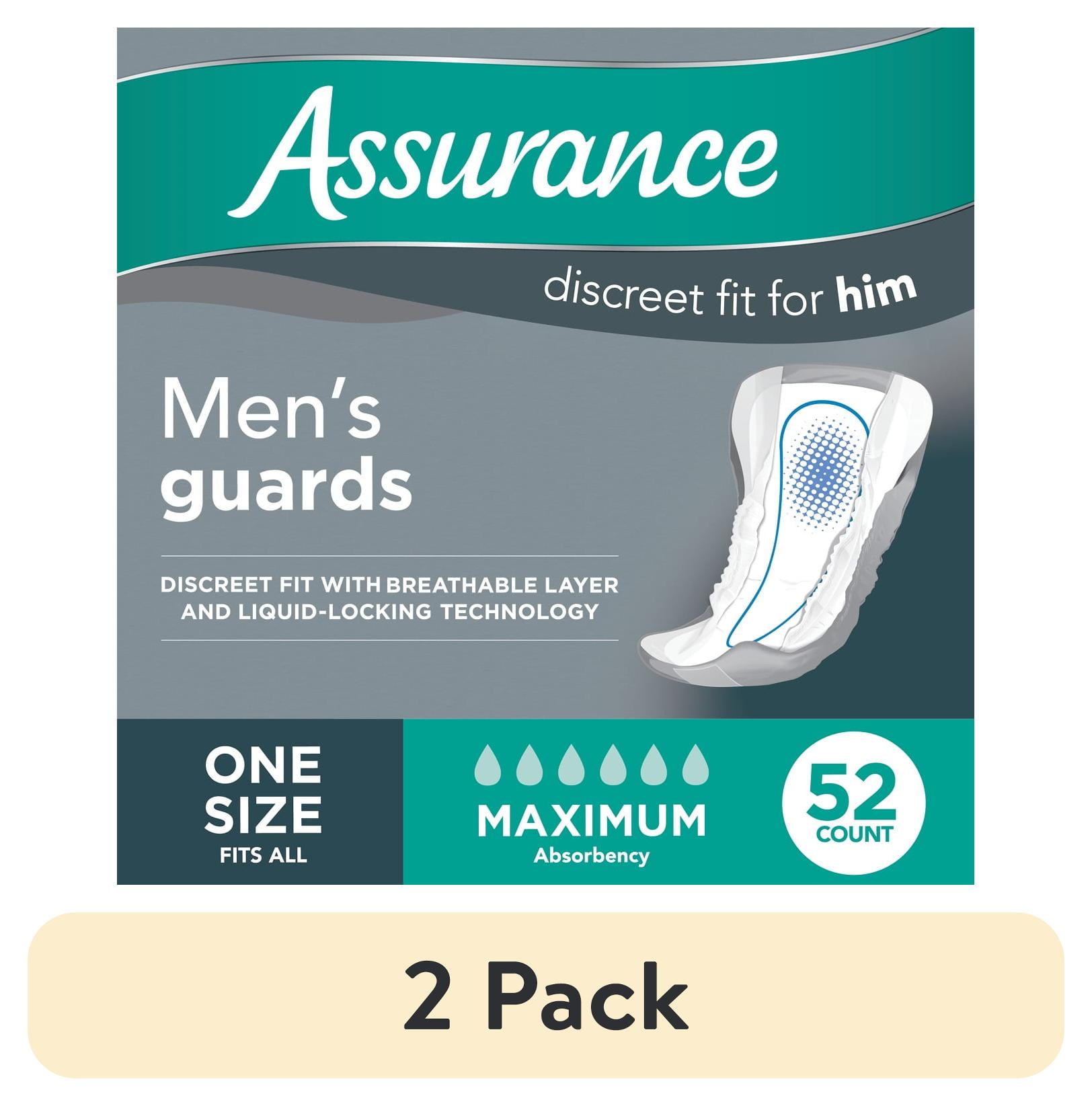 (2 pack) Assurance Men’s Guards, Maximum Absorbency, 52 Count - Walmart.com