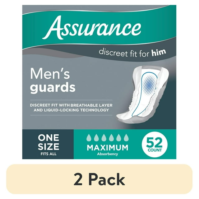 (2 pack) Assurance Men’s Guards, Maximum Absorbency, 52 Count - Walmart.com