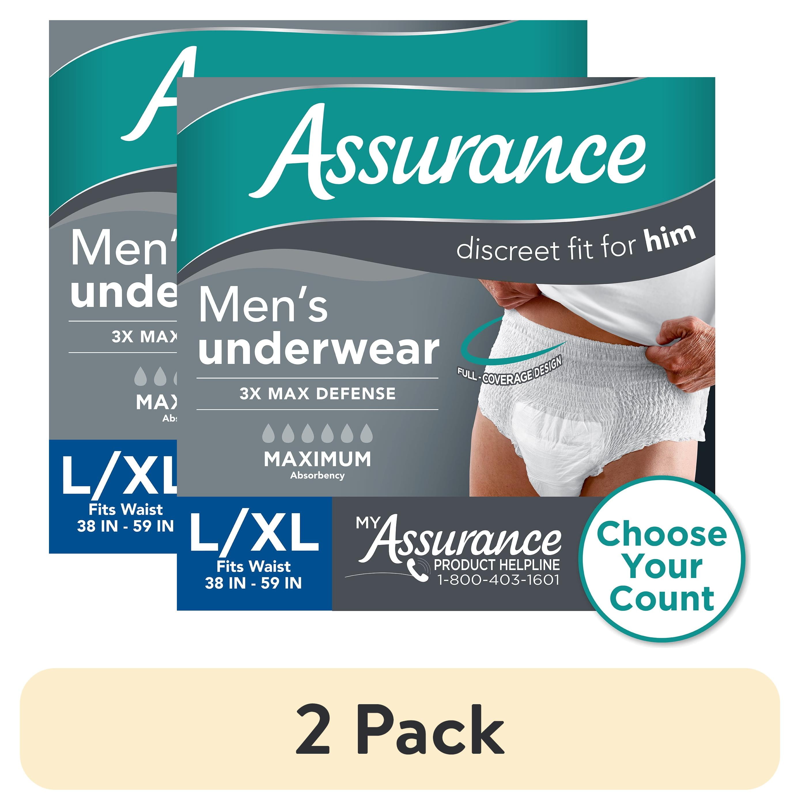 (2 pack) Assurance Men's Incontinence Underwear, L/XL , Maximum ...