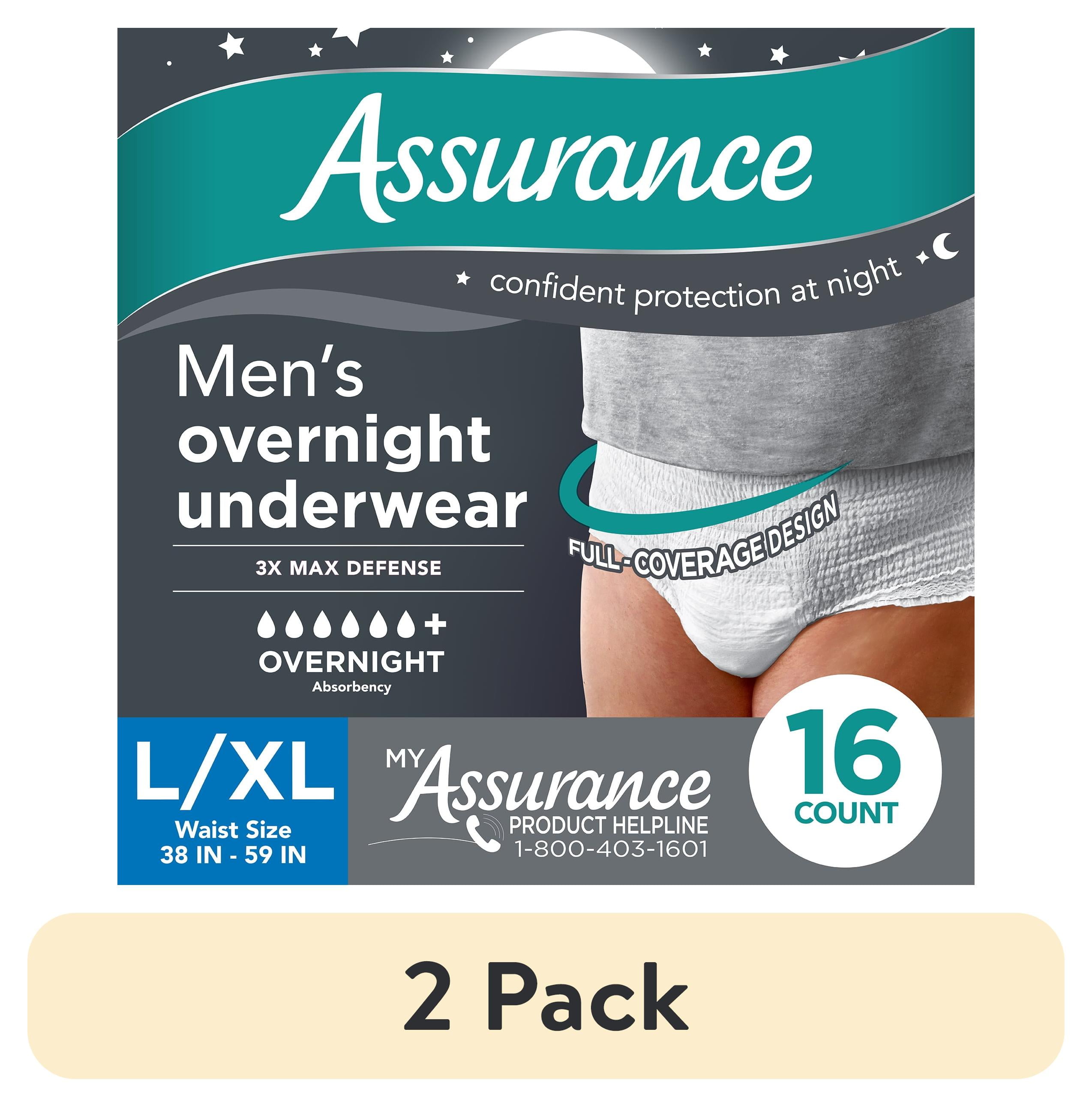 (2 pack) Assurance Men's Overnight Incontinence Underwear, L/XL ...