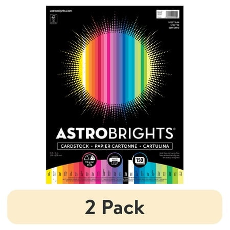 (2 pack) Astrobrights Spectrum Cardstock Paper, 65 lbs., 8.5" x 11", 25 ...