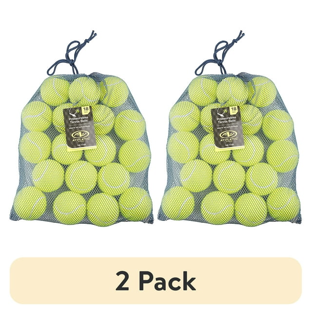 (2 pack) Athletic Works Pressureless Tennis Balls, 18-Pack, Training ...
