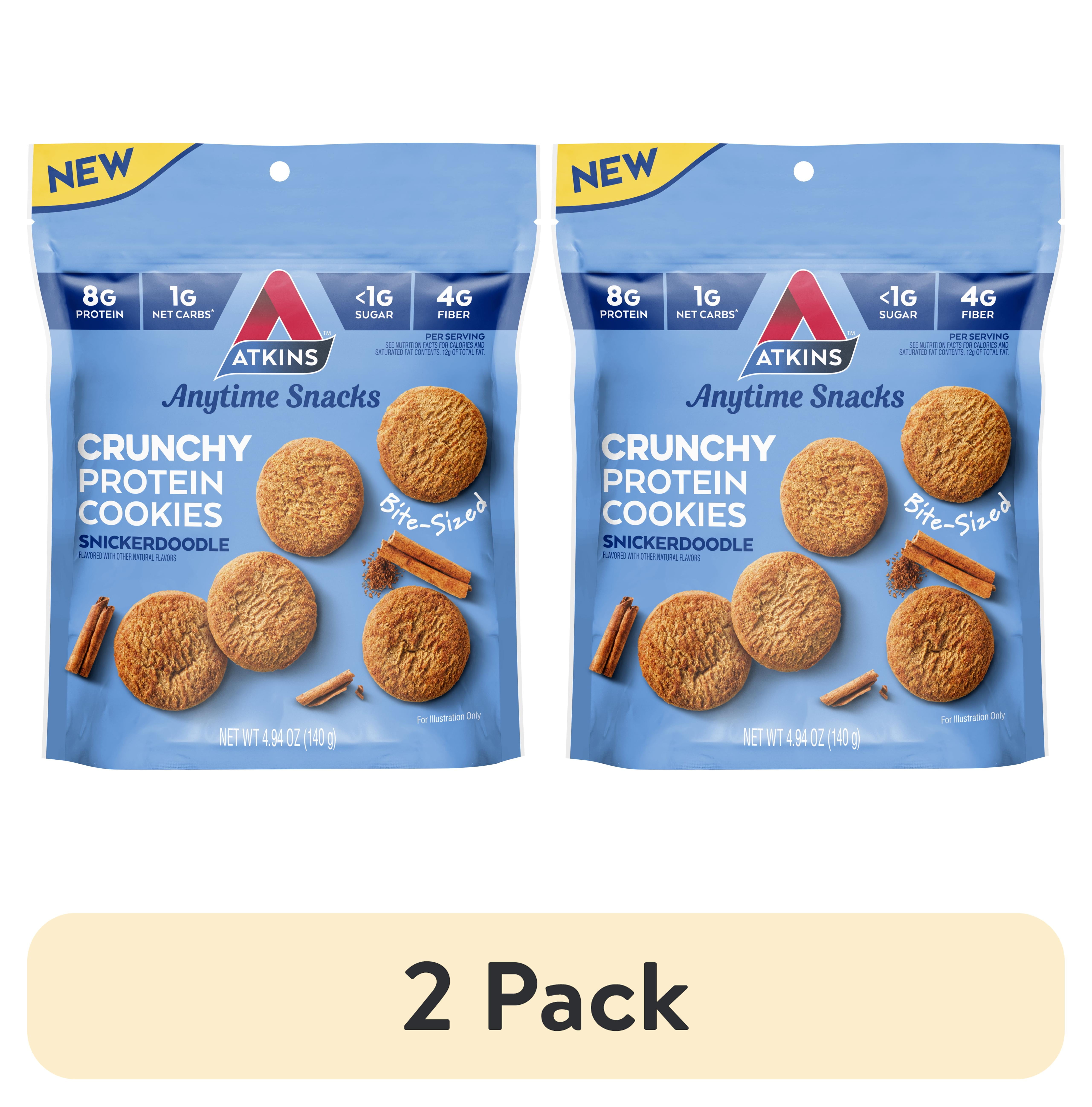 (2 pack) Atkins Crunchy Protein Cookies, Bite-Sized, Snickerdoodle, 4. ...