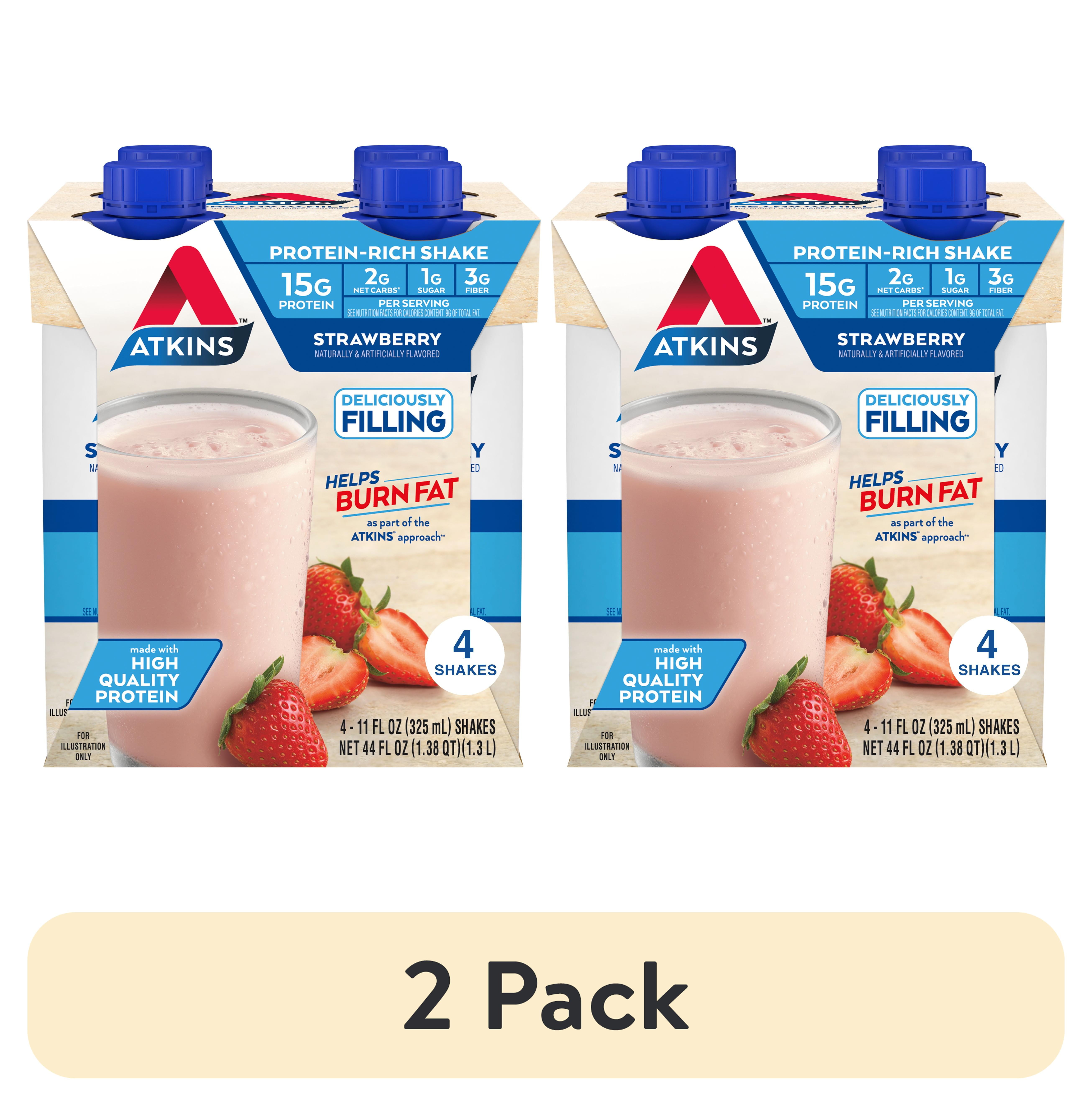 (2 pack) Atkins Protein Shake Strawberry Flavored, 15g Protein, Keto ...