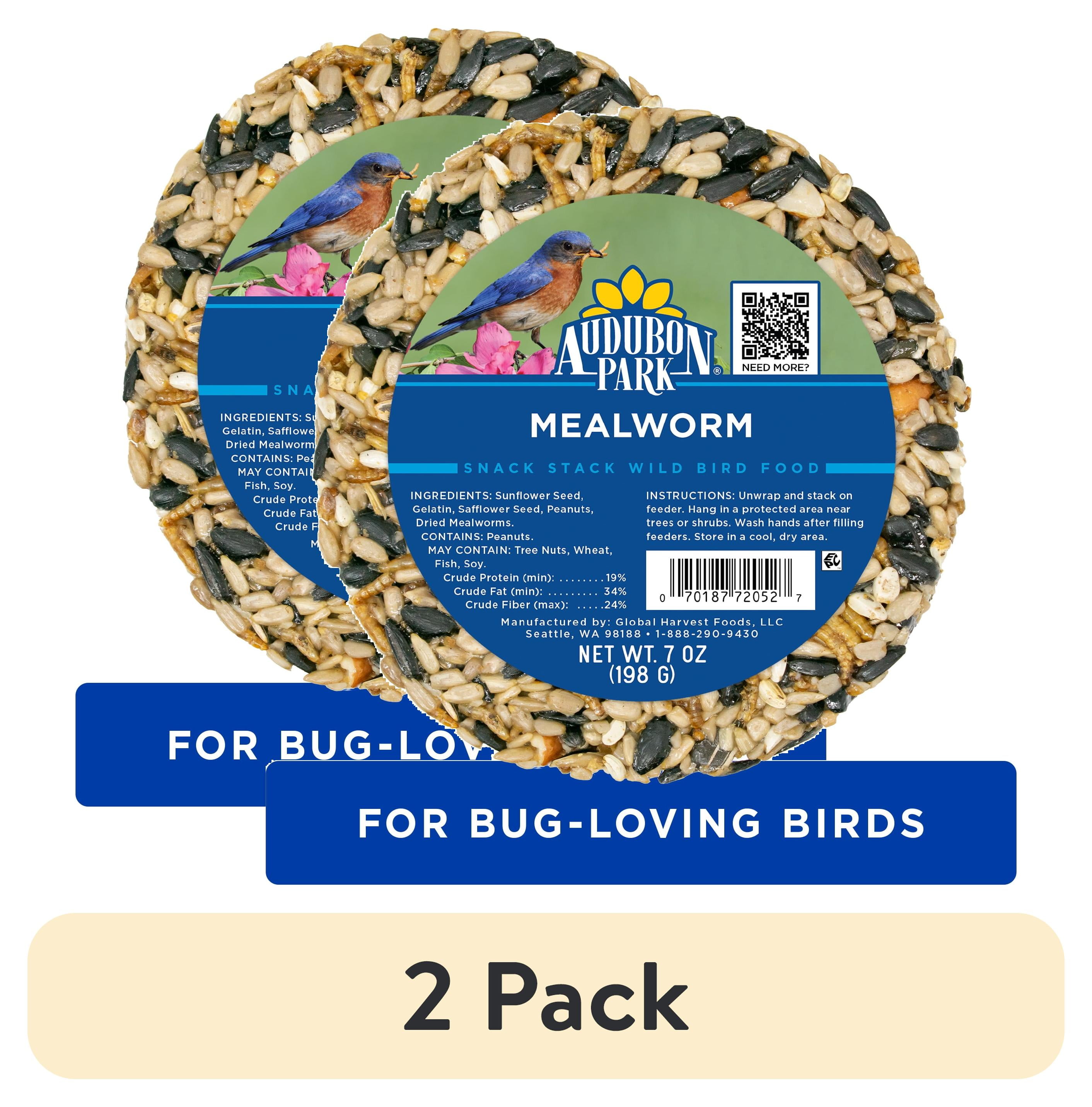 (2 pack) Audubon Park Mealworm Snack Stack Wild Bird Food, Dry, 1 Count ...