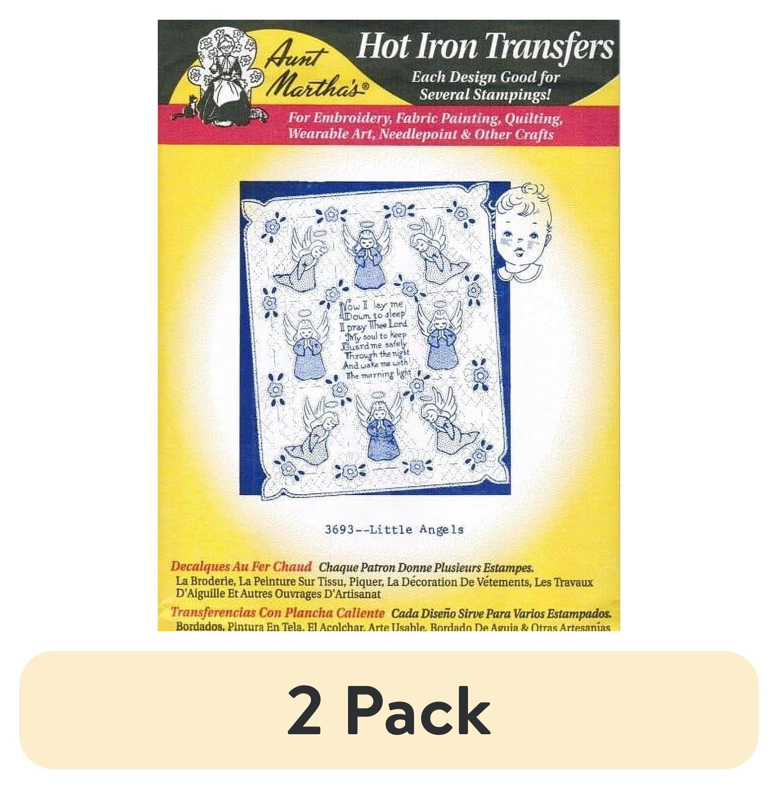 (2 pack) Aunt Martha's Hot Iron Embroidery Transfer paper Little Angels ...