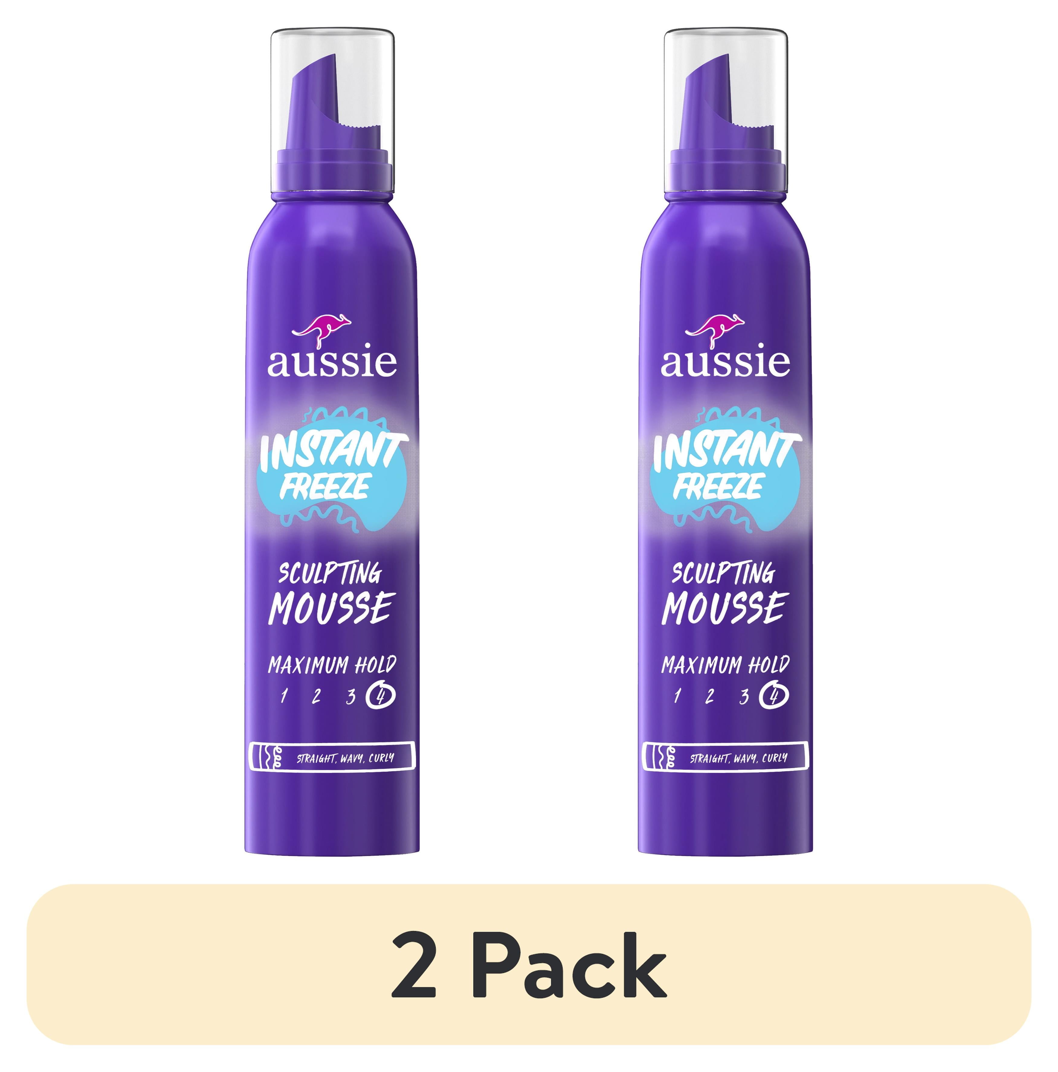 (2 pack) Aussie Instant Freeze Sculpting Mousse, Mousse for Curly Hair, Straight Hair, and Wavy ...