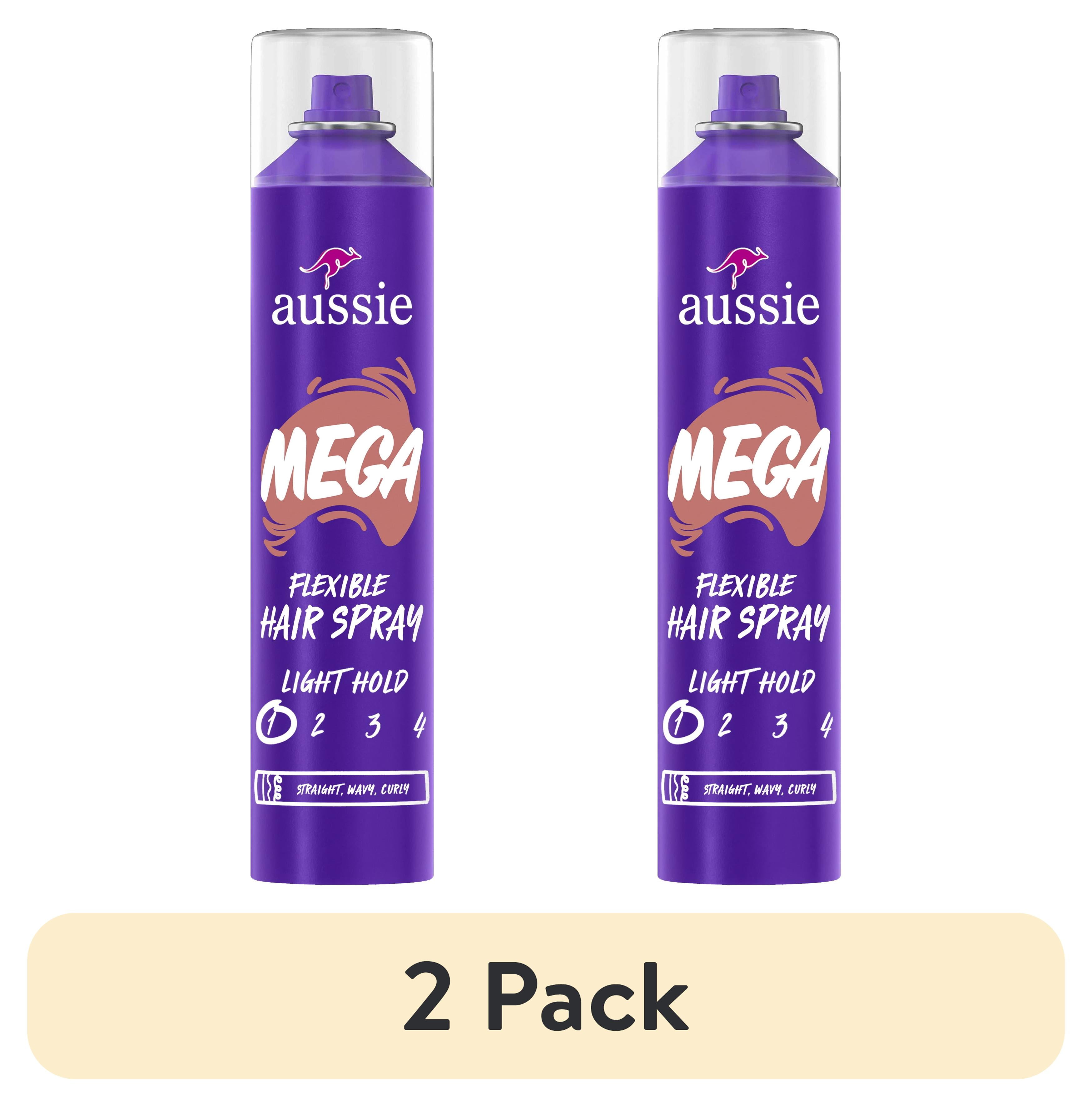 (2 pack) Aussie Mega Flexible Hair Spray for Curly Hair, Straight Hair ...
