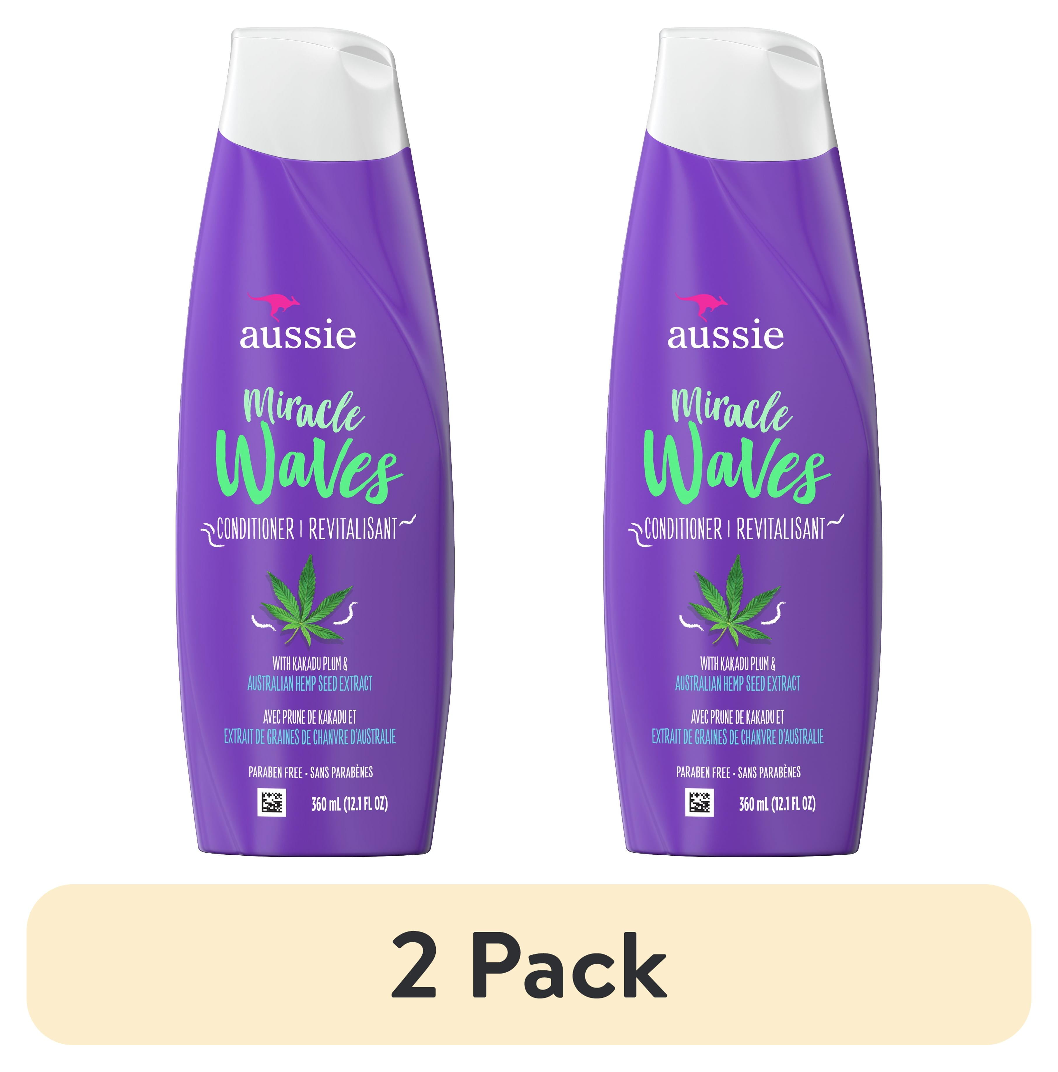 (2 pack) Aussie Miracle Waves Anti-Frizz Hemp Paraben-Free Conditioner ...