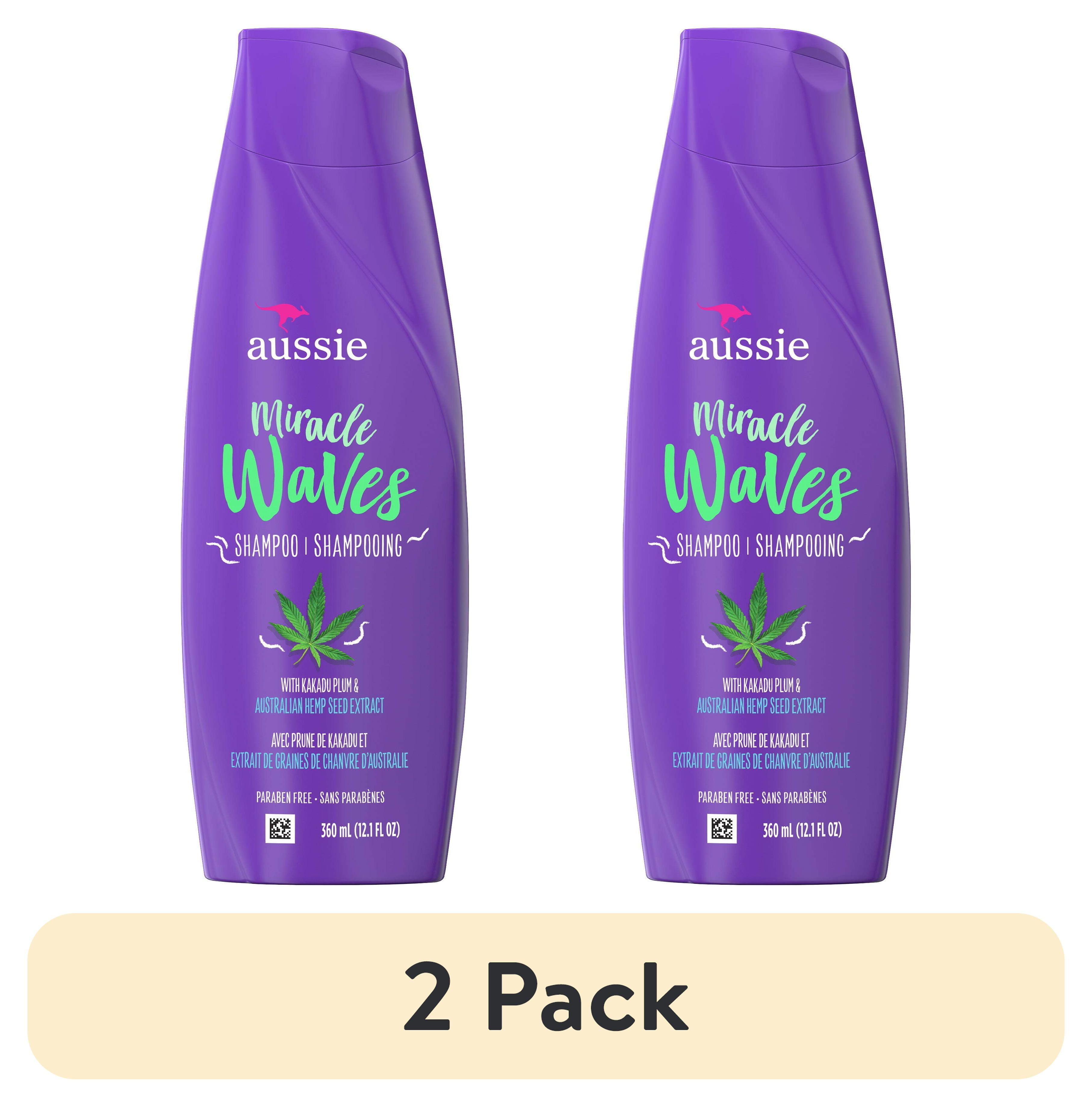 (2 pack) Aussie Miracle Waves Anti-Frizz Hemp Paraben-Free Shampoo, 12. ...