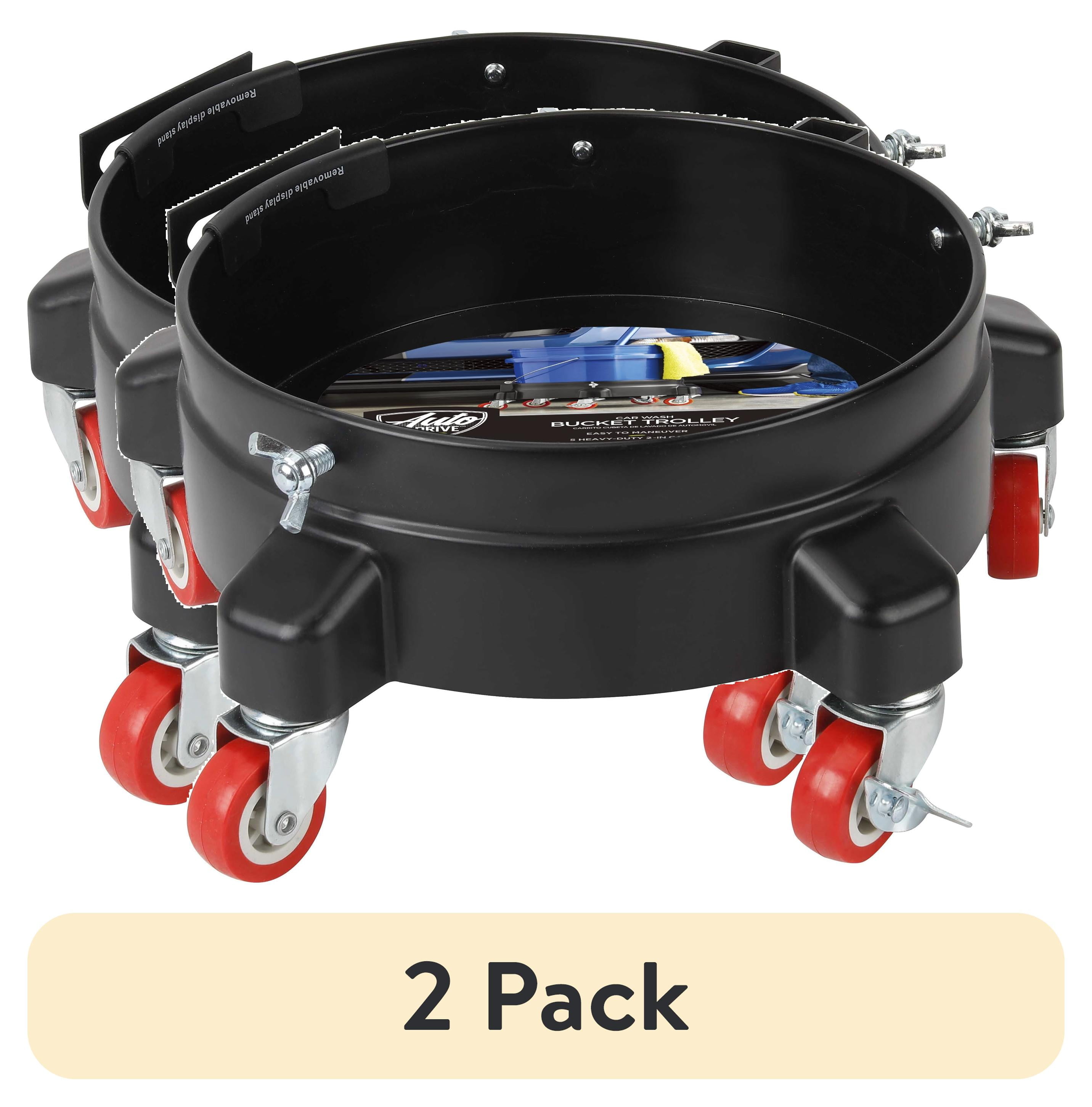 (2 pack) Auto Drive 12-inch Heavy Duty Plastic Garage Bucket Dolly, 5 ...