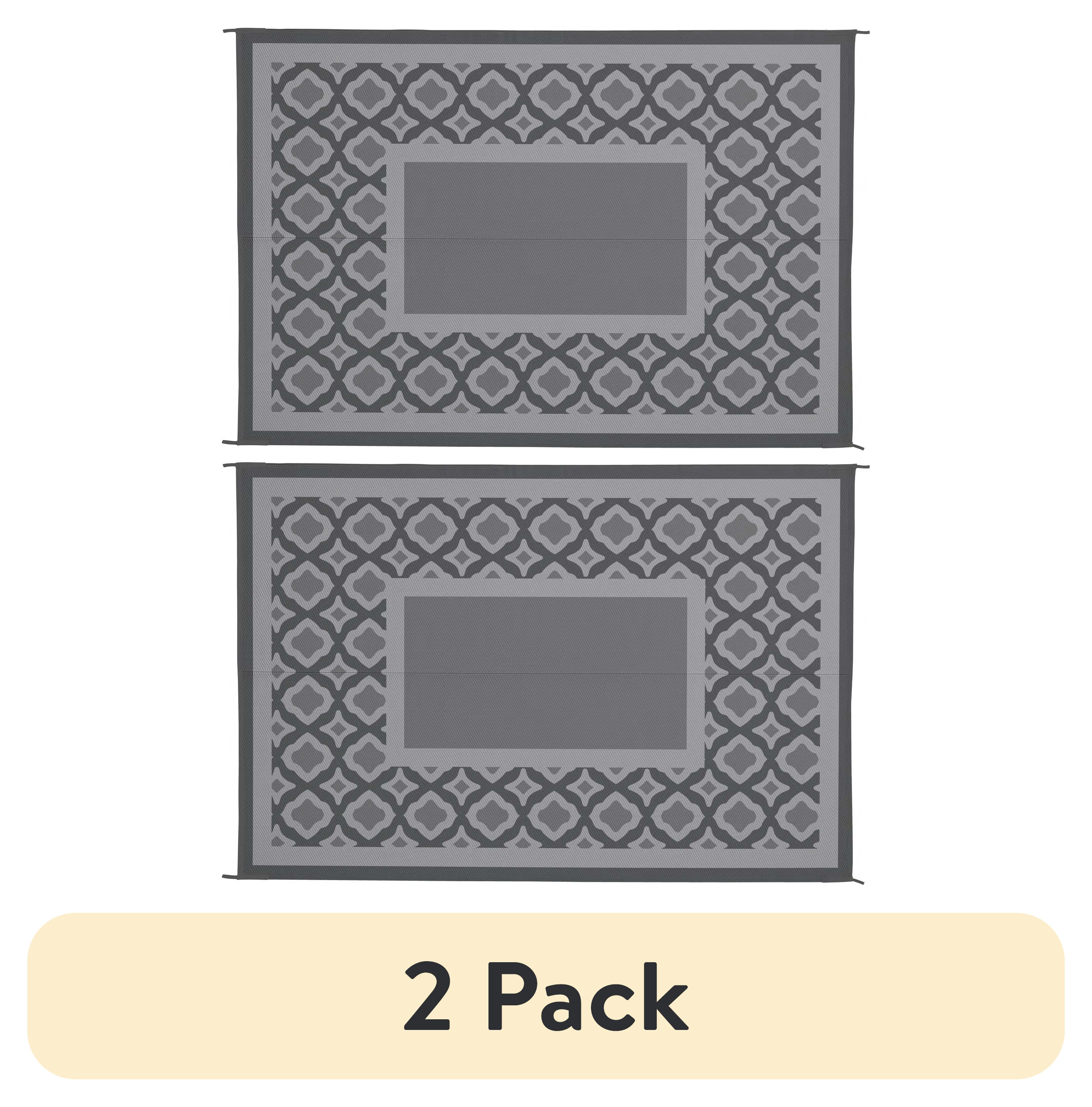 (2 pack) Auto Drive 6' x 9' Linked Geo Gray Reversible RV Outdoor Patio ...