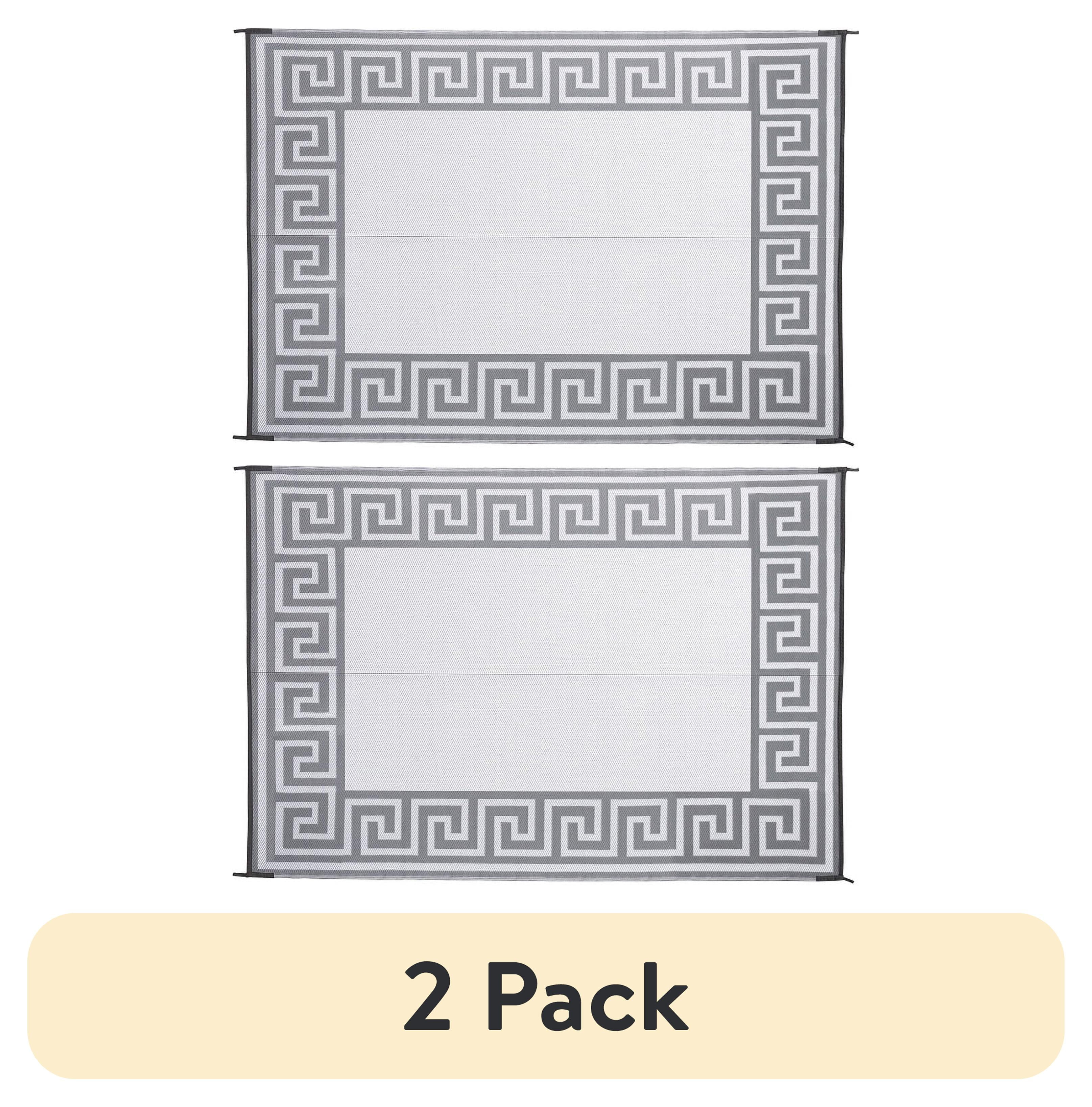 (2 pack) Auto Drive 9' x 12' Gray Greek Key Reversible RV Outdoor Patio ...