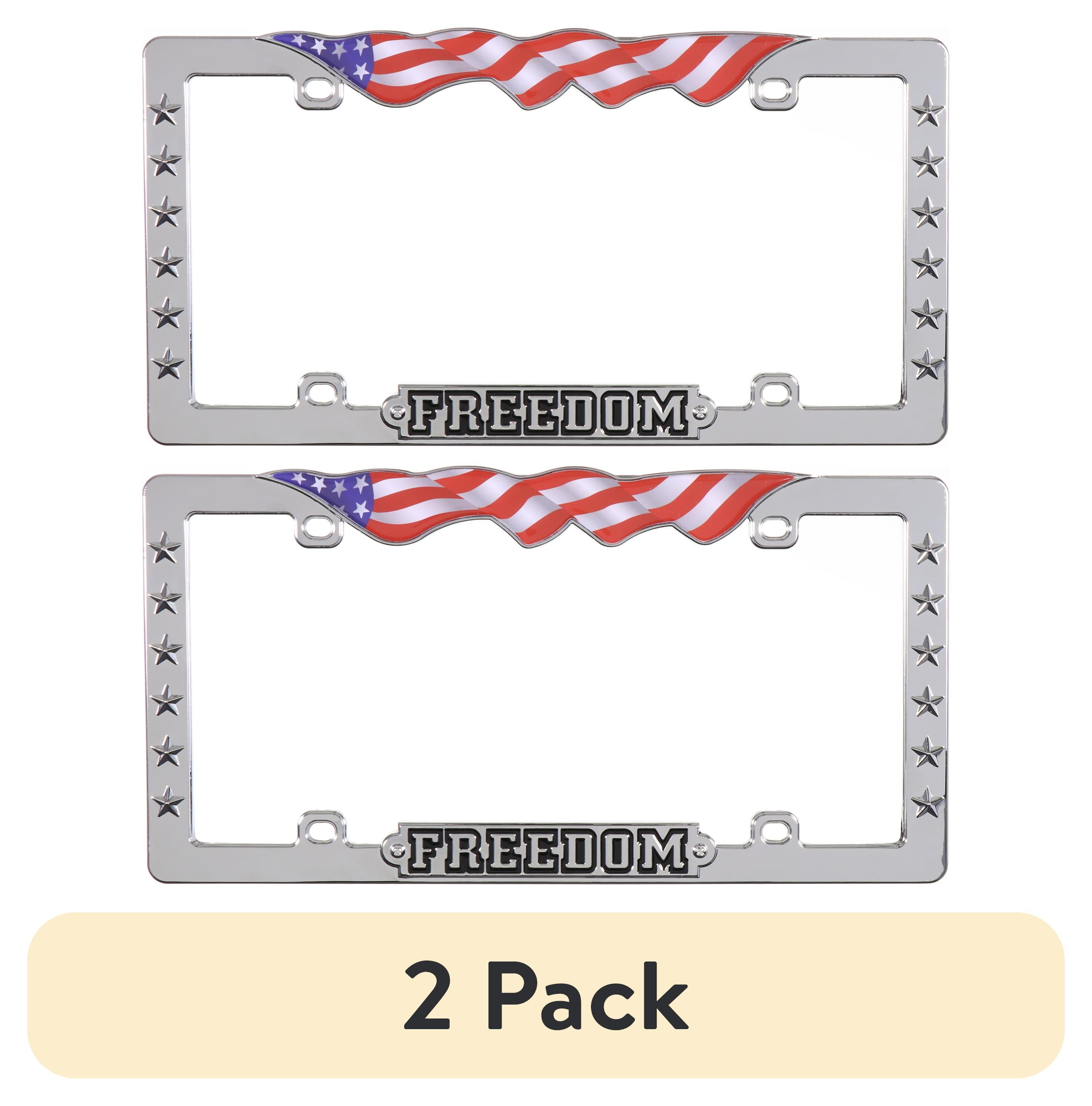(2 pack) Auto Drive Freedom Automotive Metal License Plate Frame ...