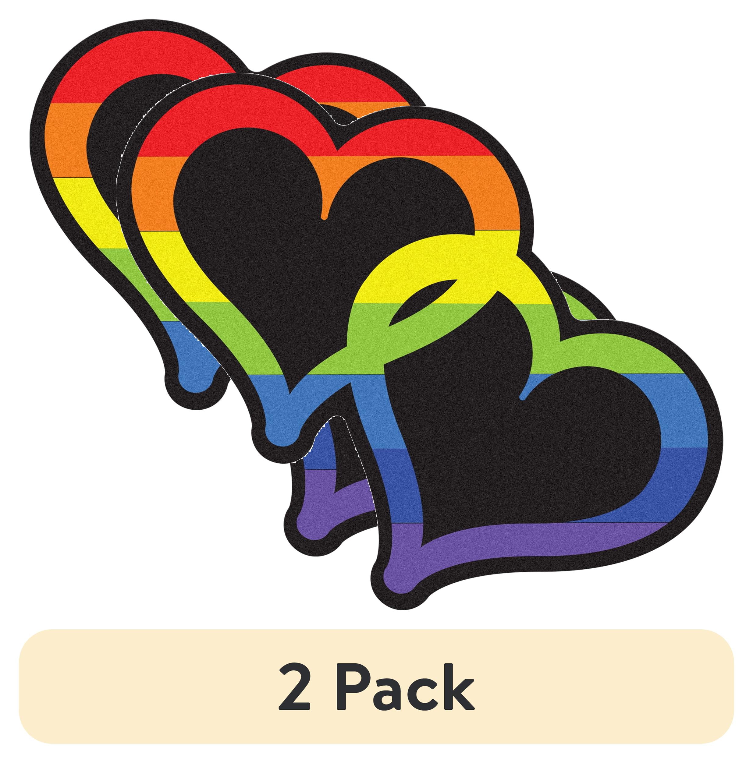 (2 pack) Auto Drive Interlocking Rainbow Pride Hearts Vinyl Auto Decal ...