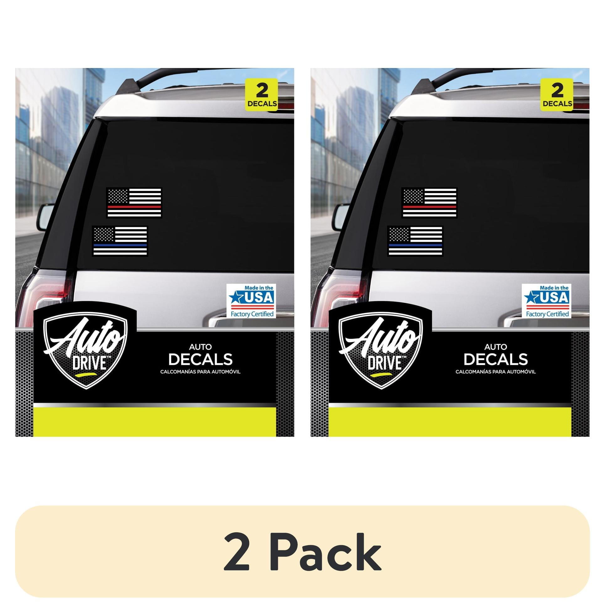 Auto Drive 2 Pack Red and Blue Line USA Flag Decals Vinyl Car Stickers ...
