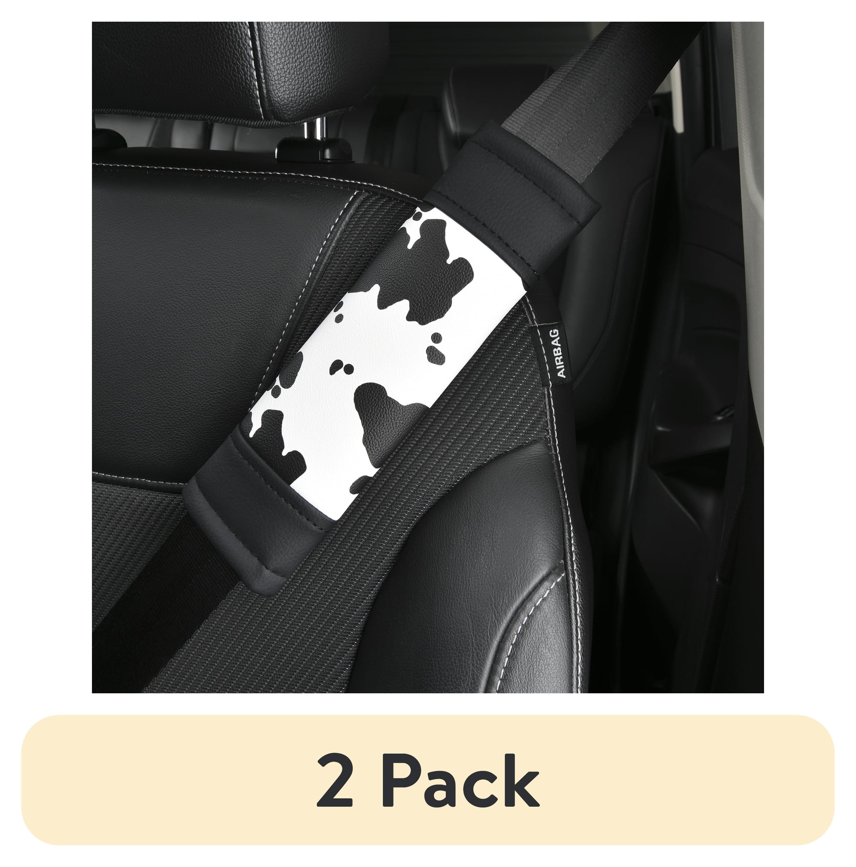 Auto Drive Universal Fit Cow Print Seatbelt Cover PU Leather Pad for ...