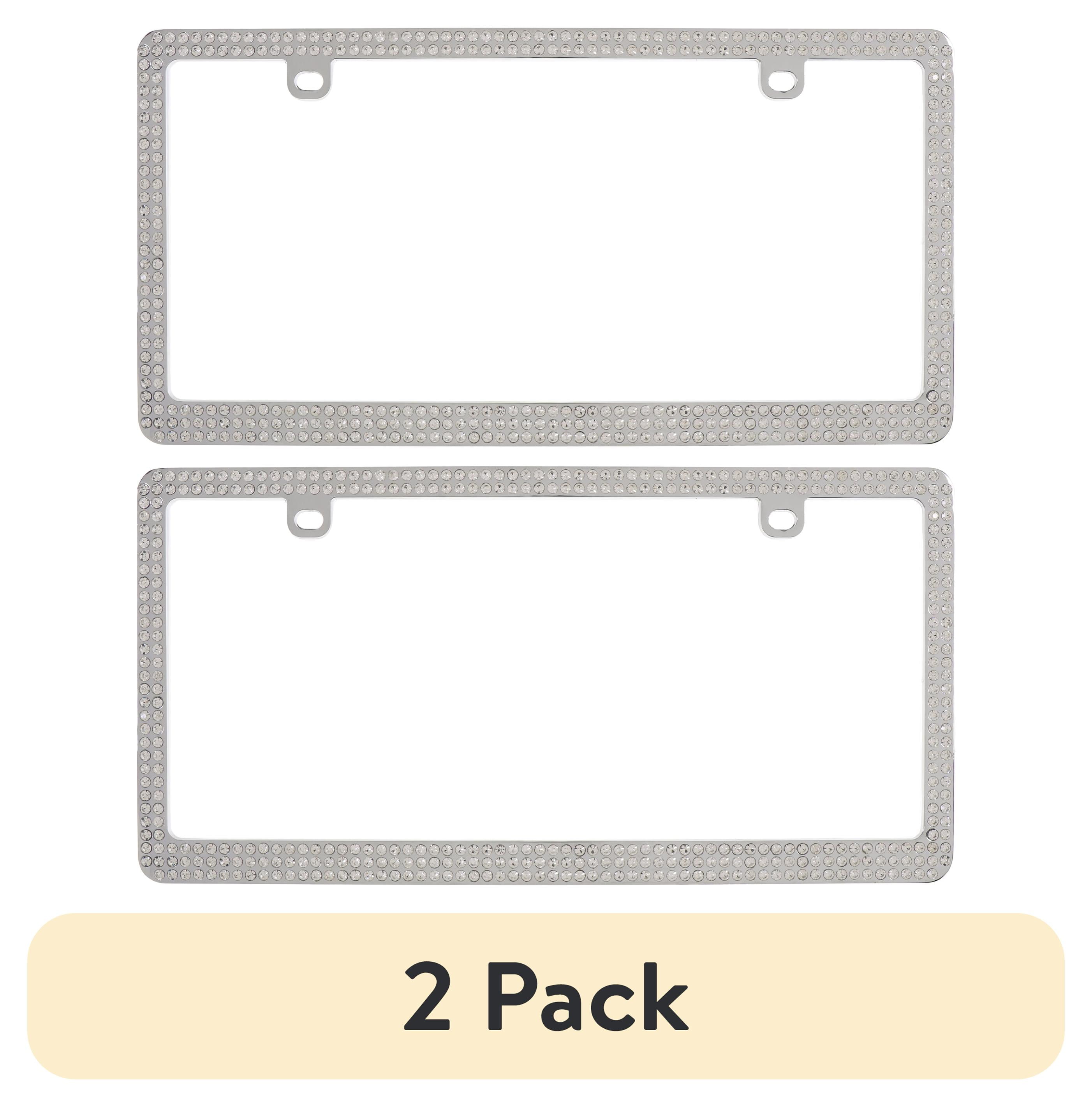 (2 pack) Auto Drive Universal License Plate Frame - Chrome Bling ...