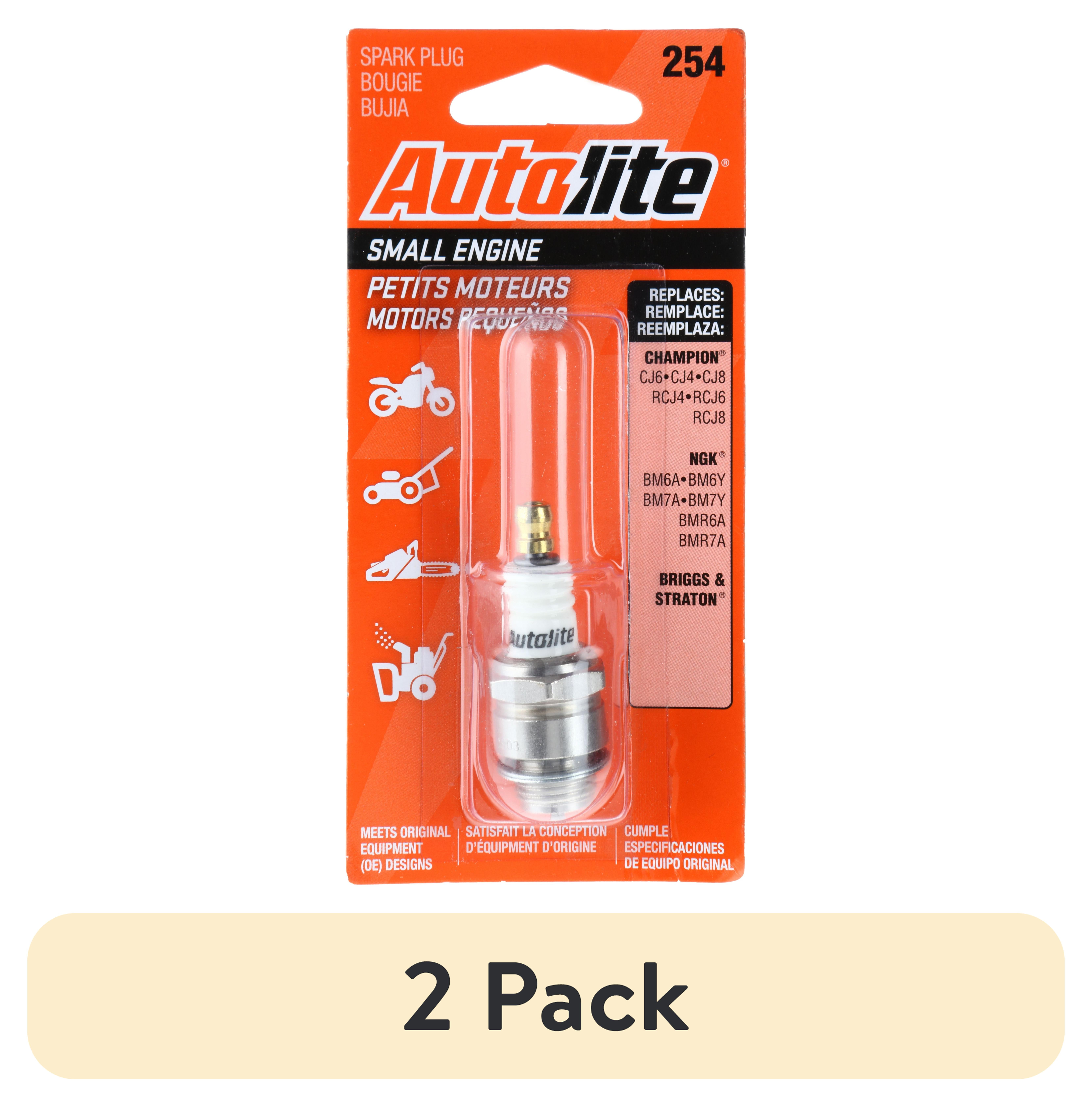 (2 pack) Autolite Small Engine Spark Plug, 254 for Select Chainsaws ...