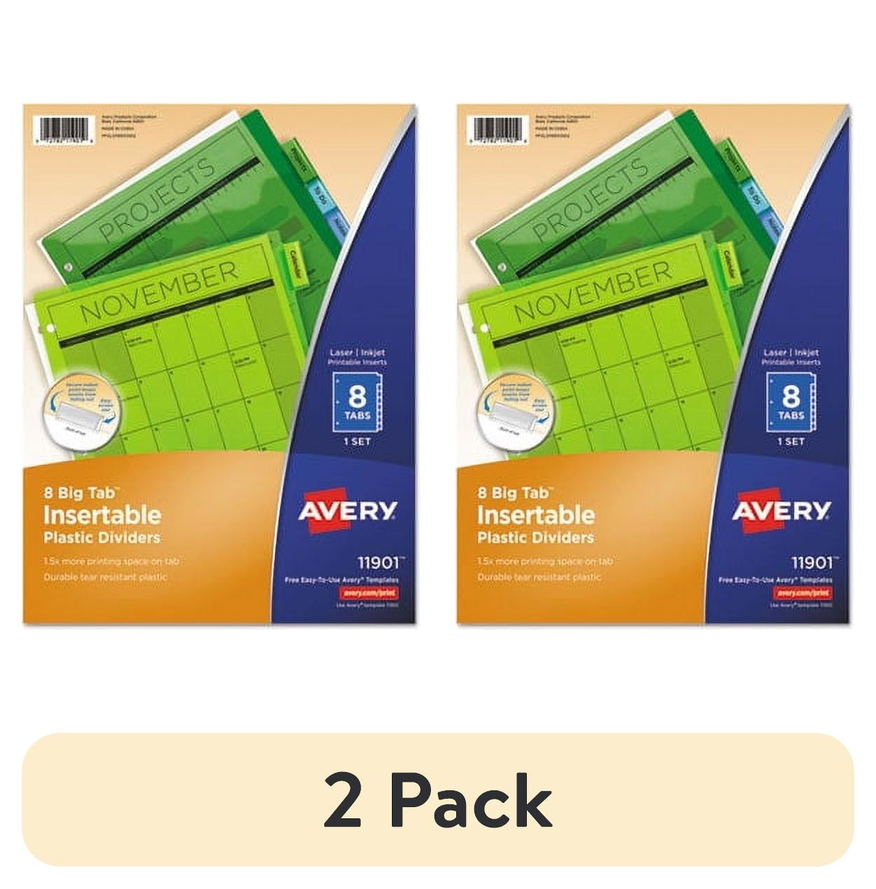 (2 pack) Avery Big Insertable Plastic Dividers, 8-Tab Set, Multi-Color ...