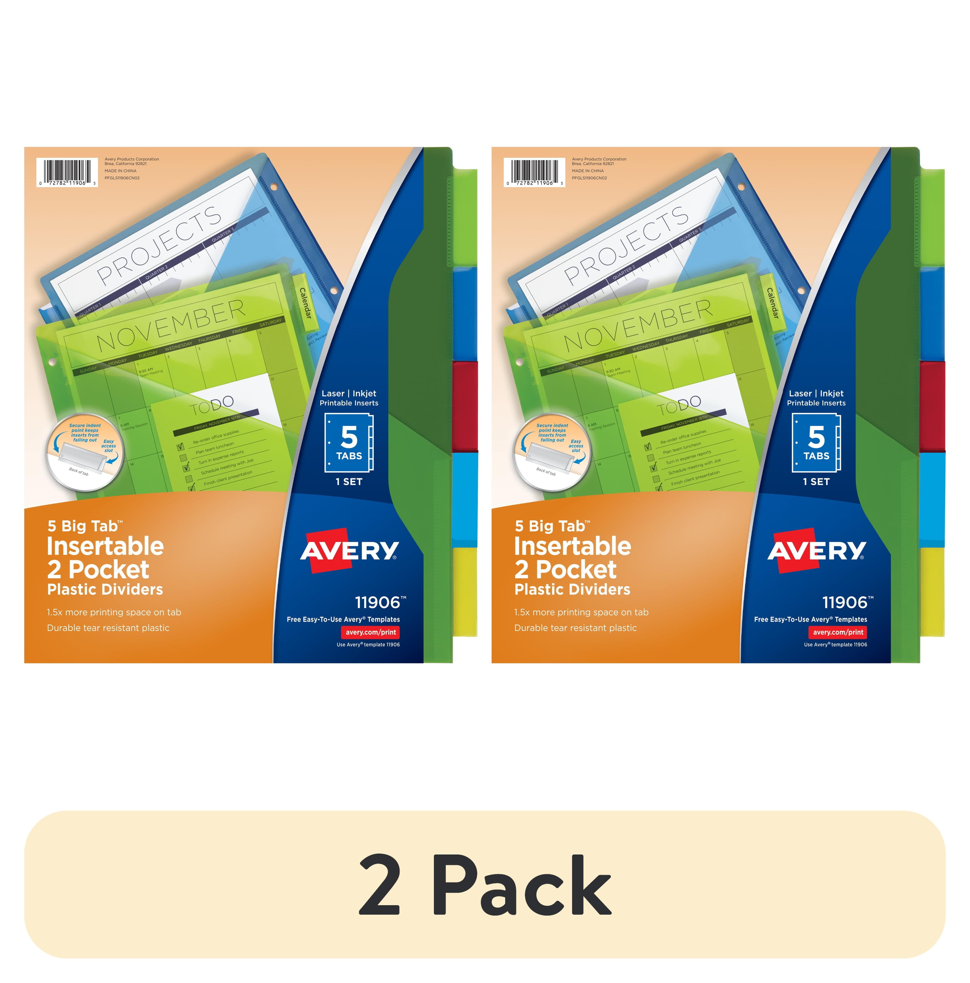 (2 pack) Avery Big Tab Insertable Plastic Dividers, 5-Tab, Two-Pocket ...
