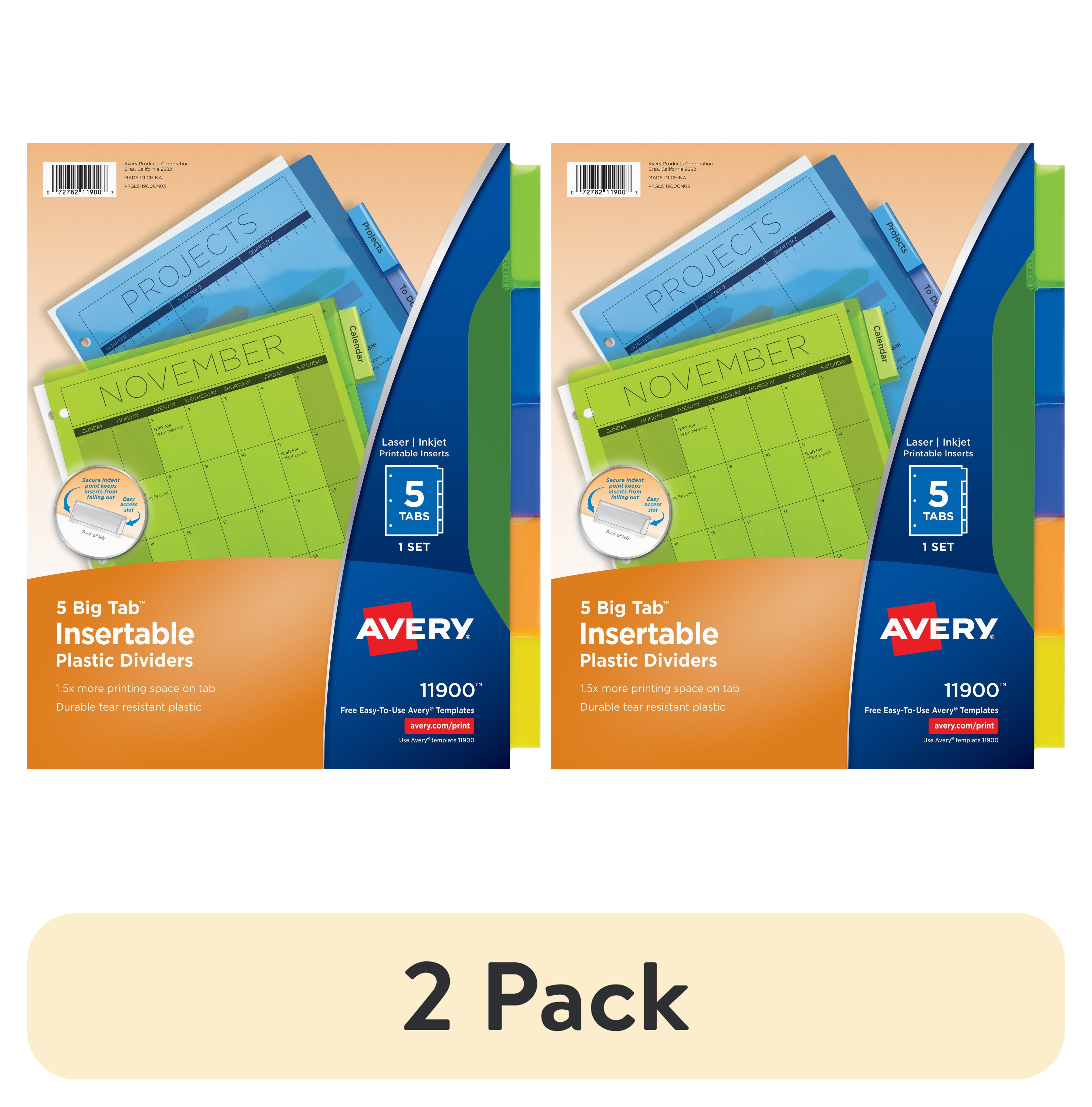 (2 pack) Avery Big Tab Insertable Plastic Dividers, Multi-color, 5 ...