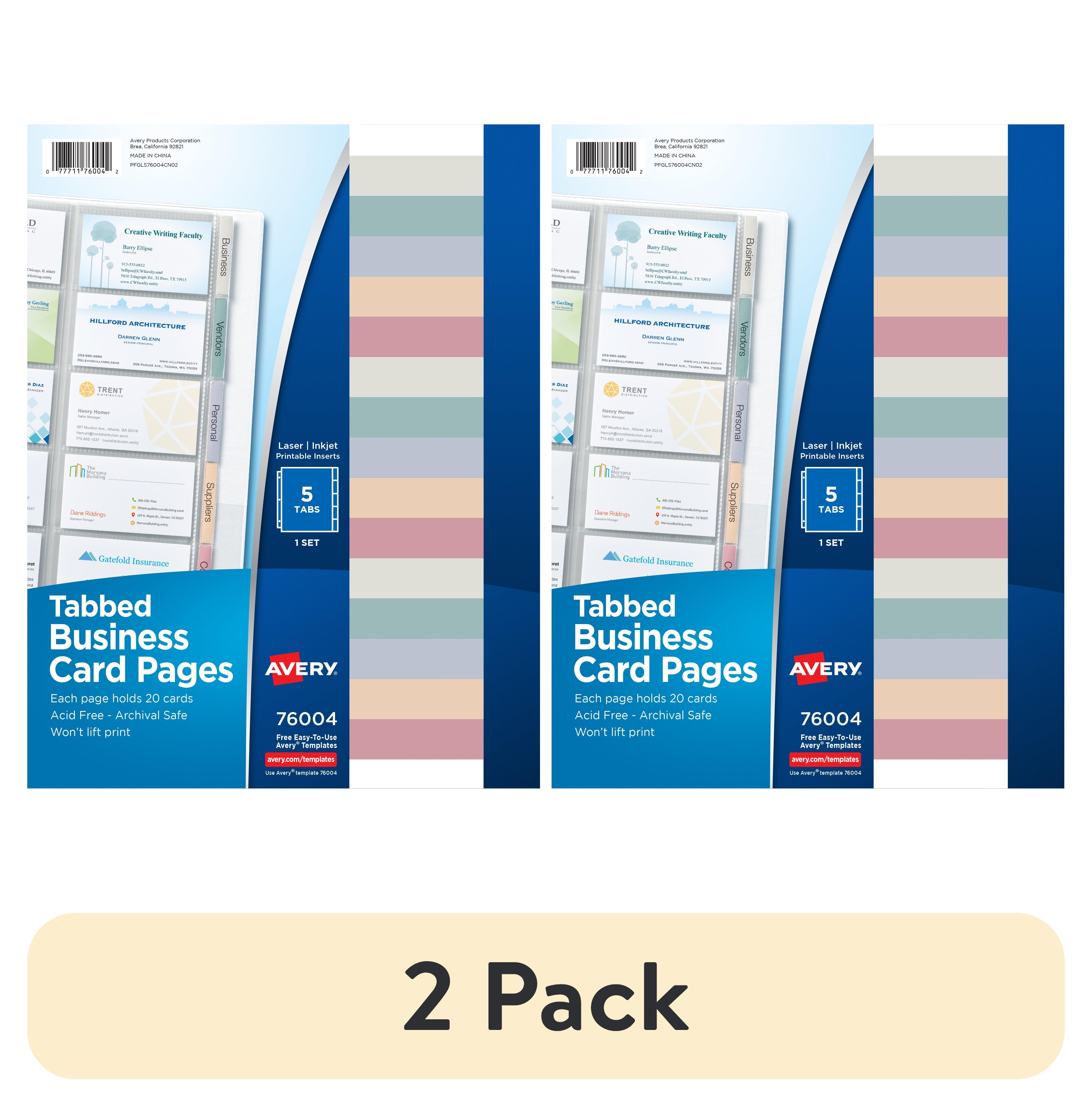 (2 pack) Avery Business Card Pages, Tabbed, Three-Hole Punched, 100 ...