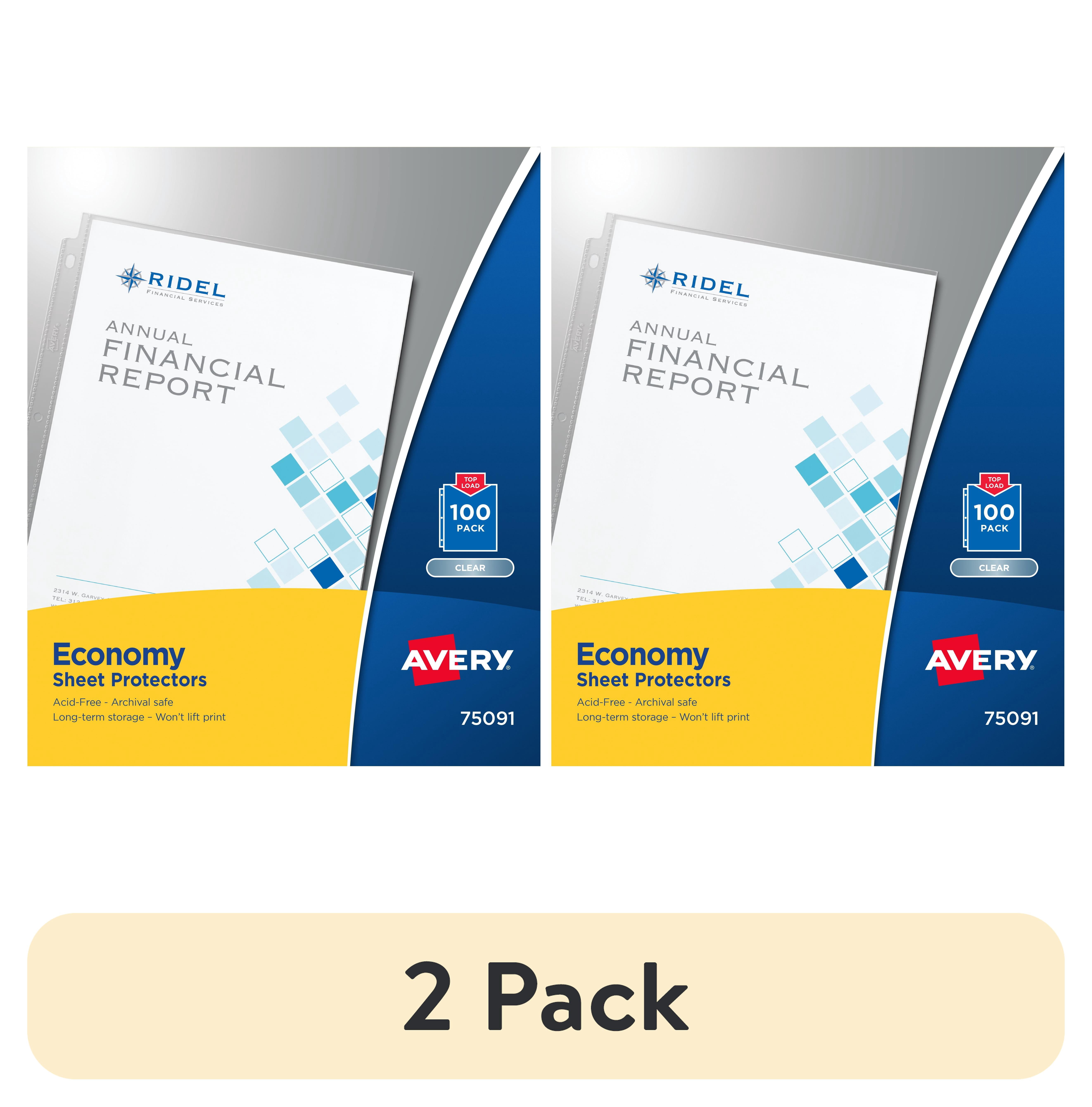 (2 pack) Avery Clear Economy Sheet Protectors, Top Load, 100ct (75091 ...
