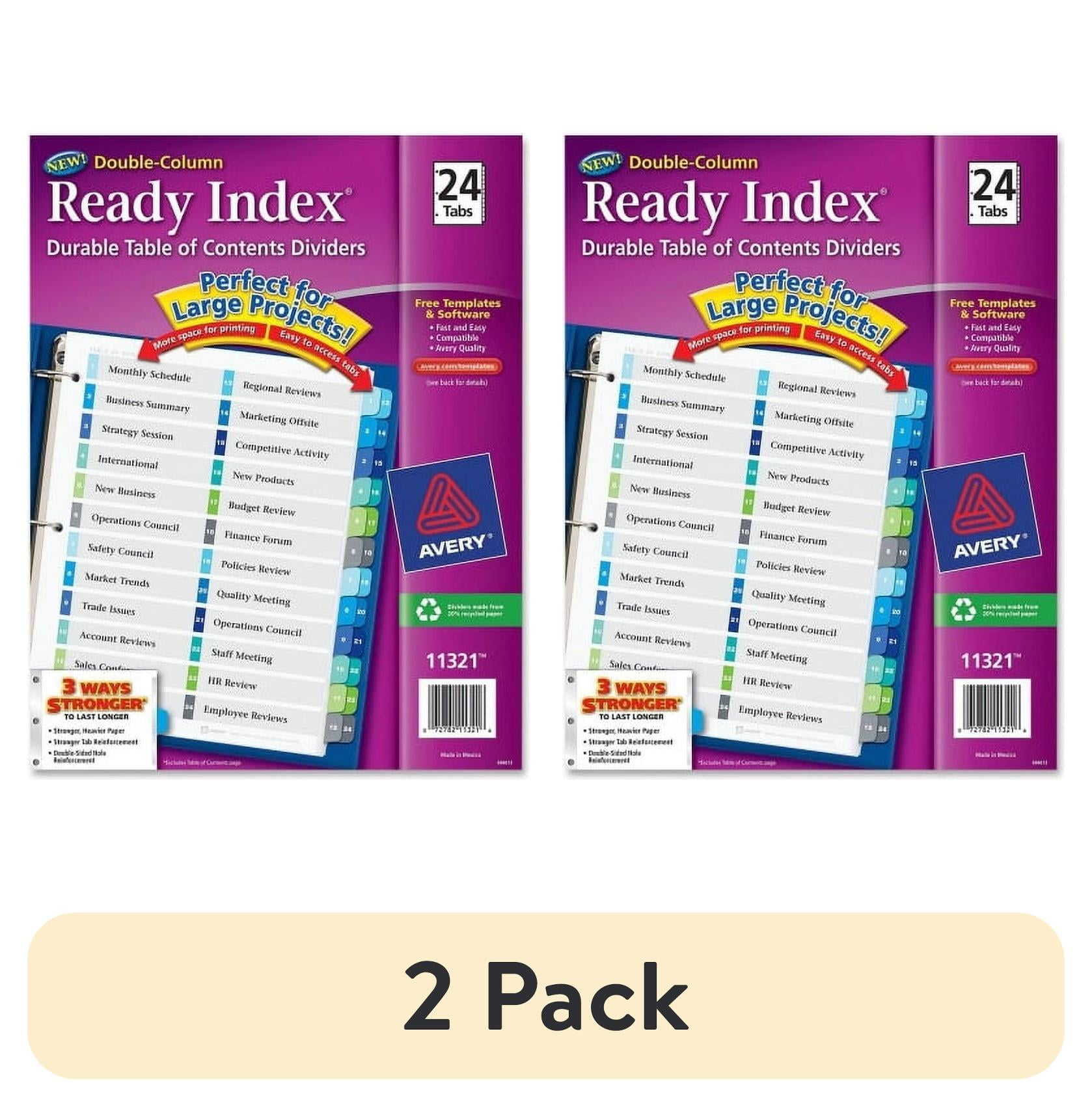 (2 pack) Avery Double Column 24 Tab Dividers, Customizable TOC, 1 Set ...