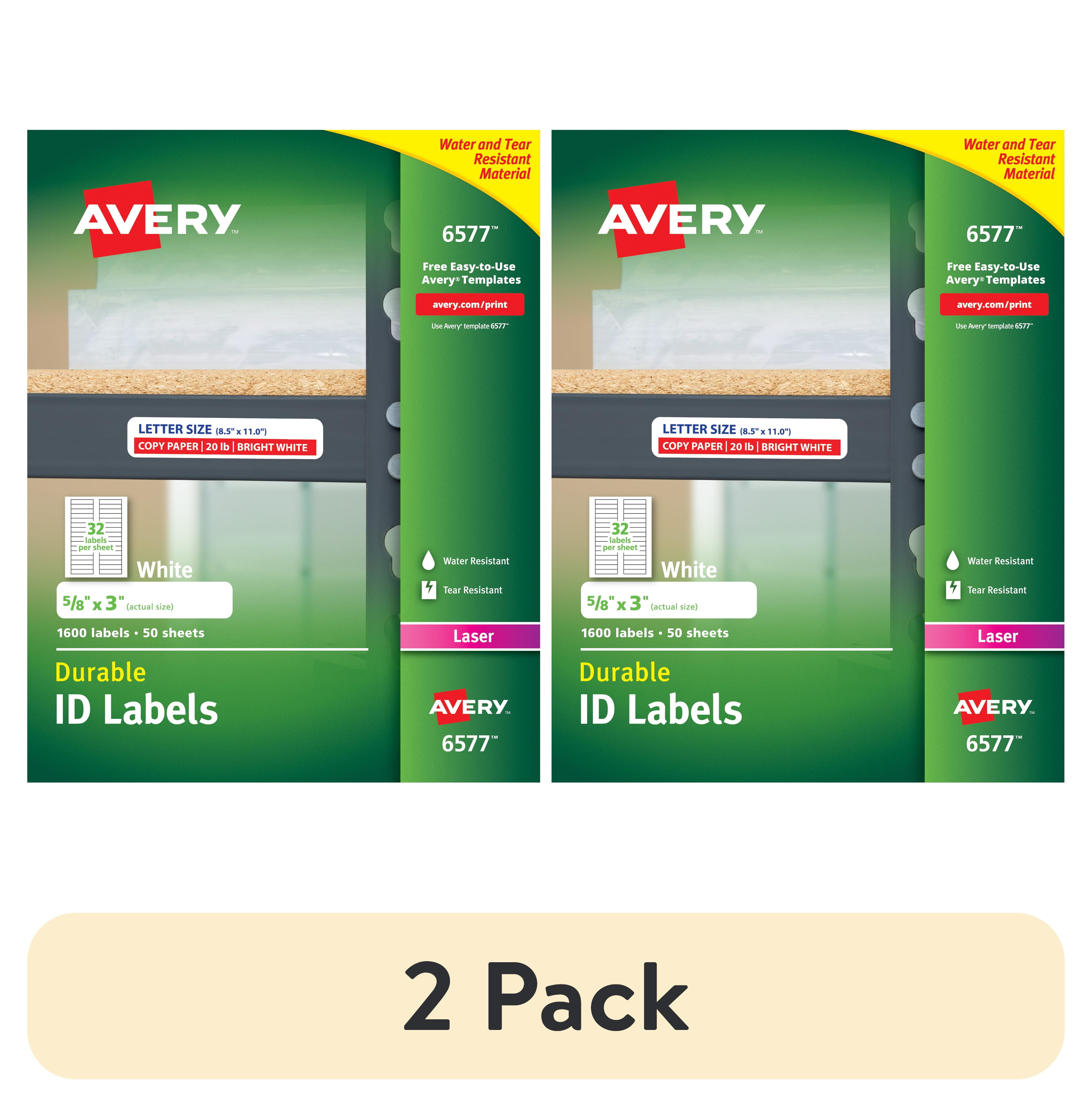 (2 pack) Avery Durable ID Labels, Permanent Adhesive, 5/8" x 3", 1,600 ...