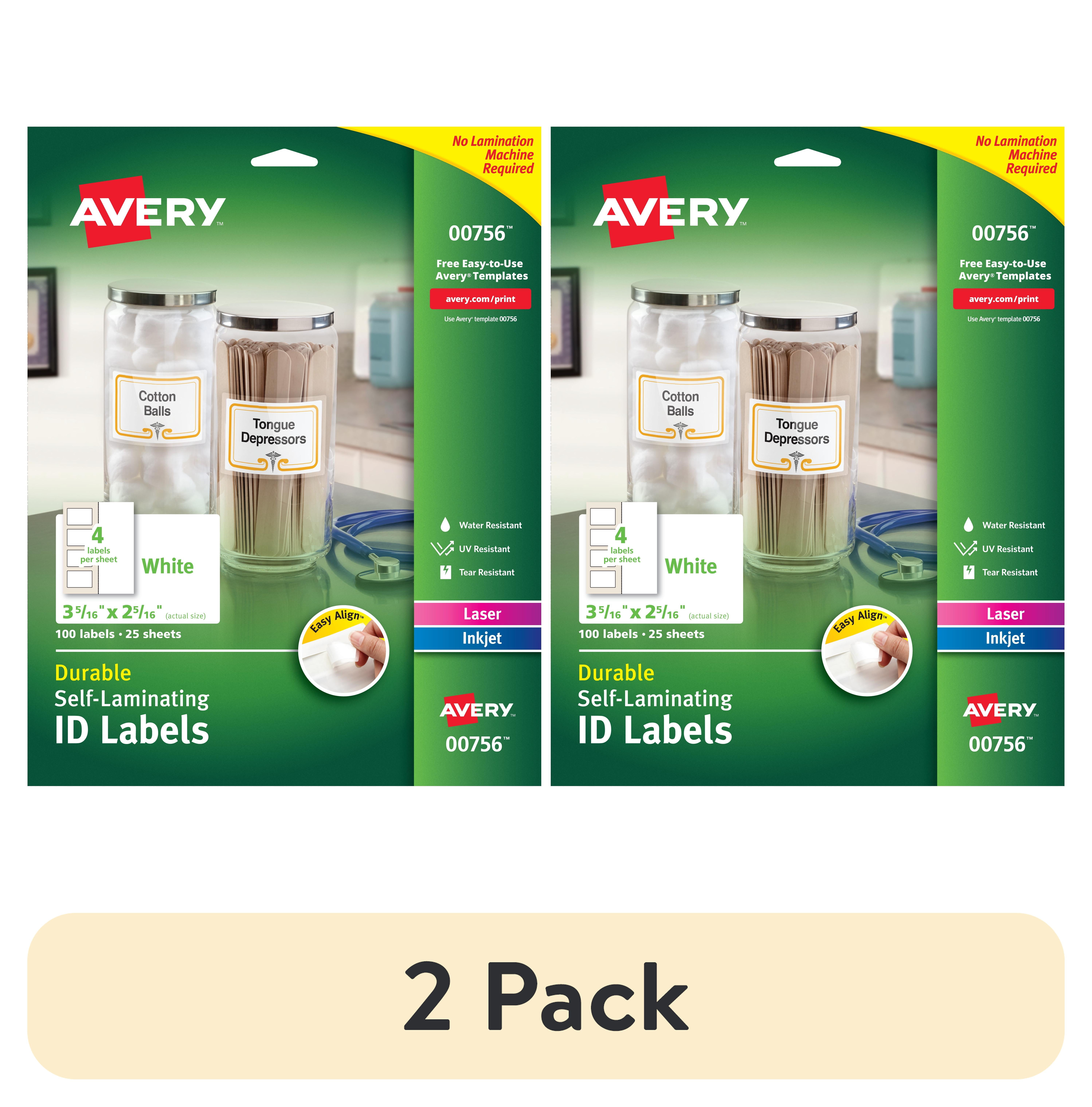 (2 pack) Avery Easy Align Self-Laminating ID Labels, Permanent Adhesive ...