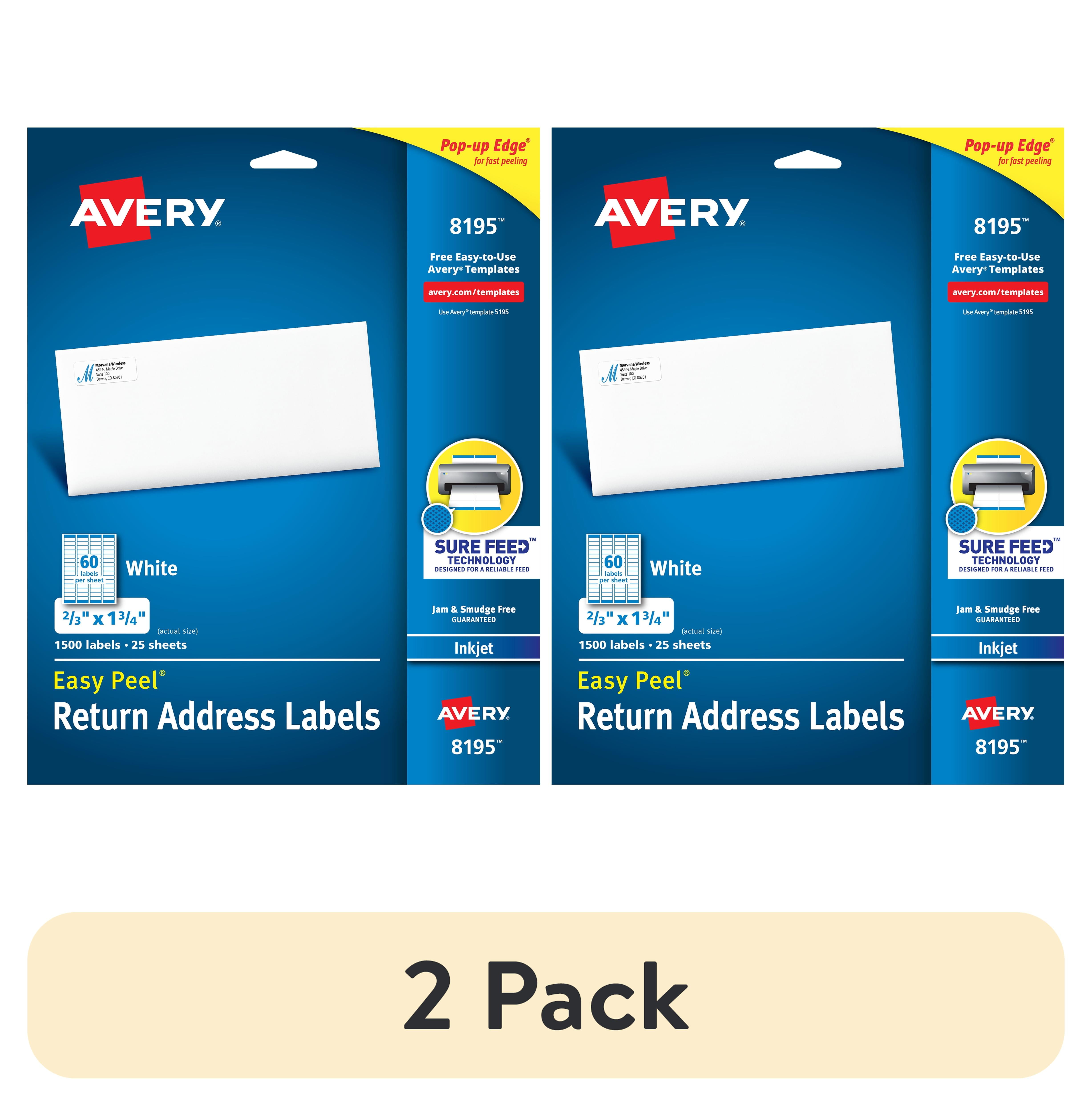 (2 pack) Avery Easy Peel Return Address Labels, 2/3"x1-3/4" 1,500 ...